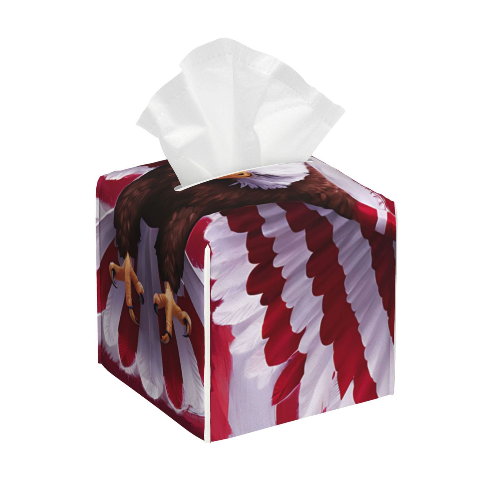 Susaid USA Eagle with Spread Wings Print PU Leather Tissue Box Cover ...