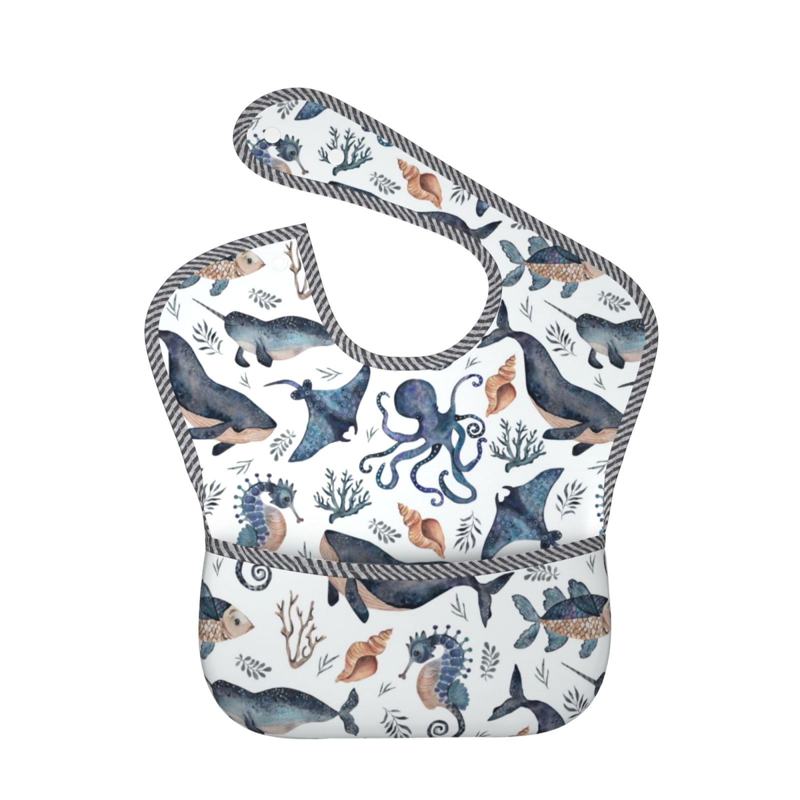 Susaid Underwater Animals 1 Print Bibs for Babies Toddlers Adjustable ...