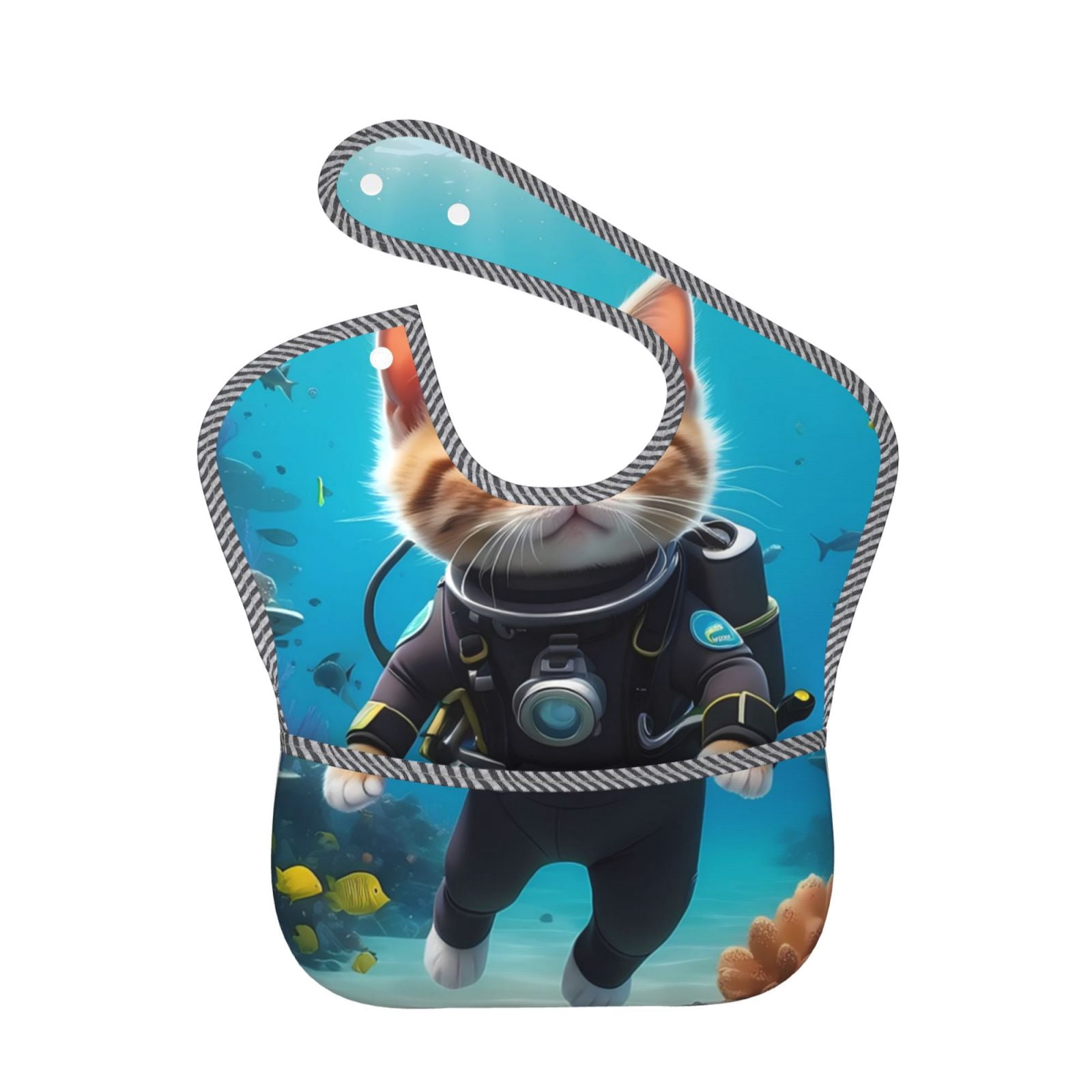 Susaid Underwater Diving Cat Print Bibs for Babies Toddlers Adjustable ...