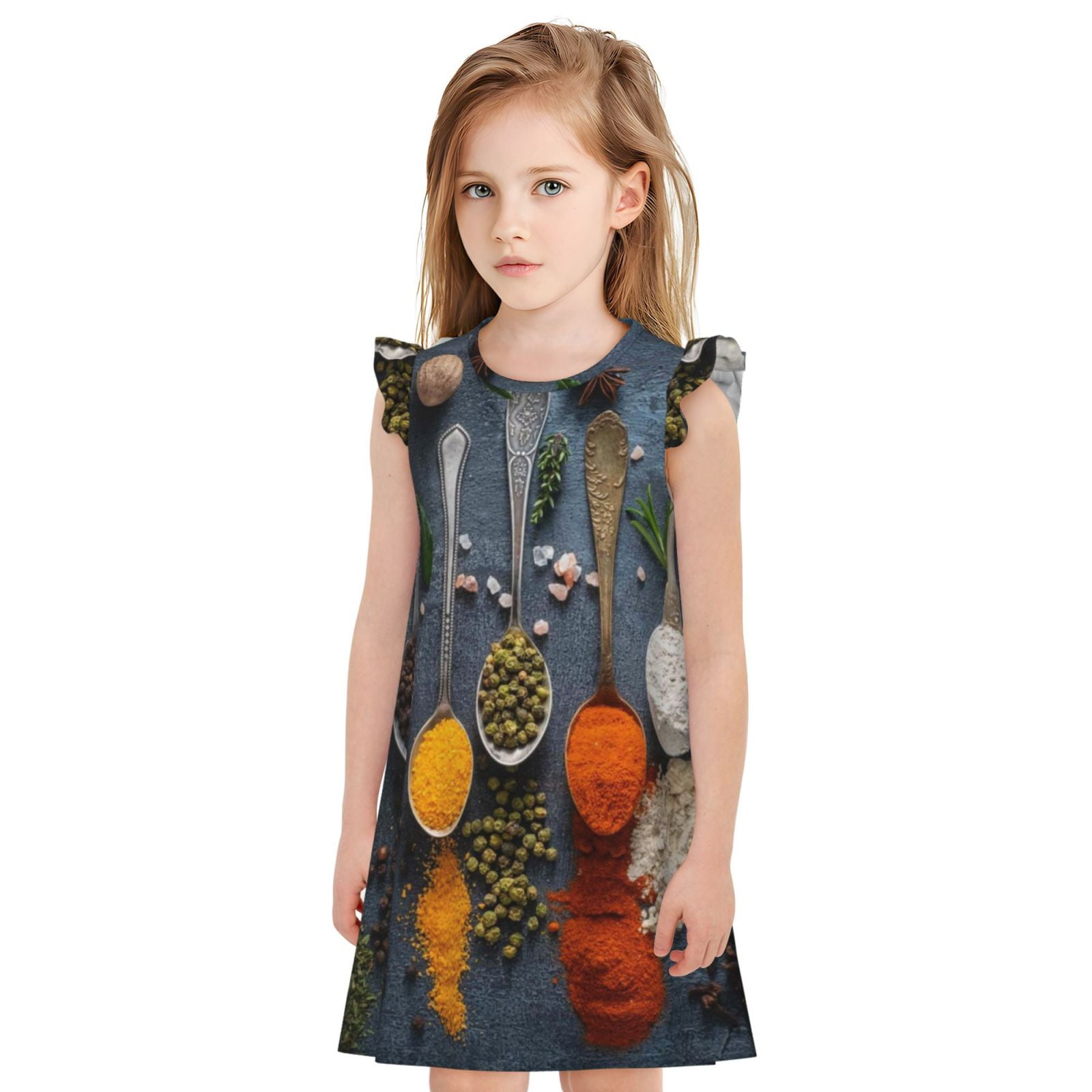 Susaid Various Herbs And Spices In Spoons Print Printed Girls ...