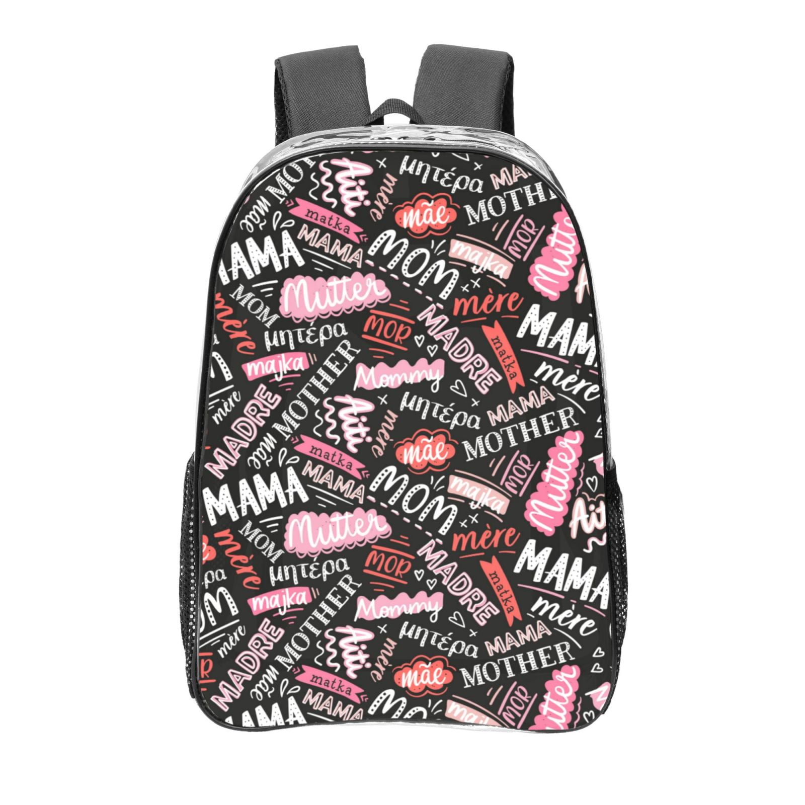 Susaid Various Languages Mother Print Clear Backpack See Through ...