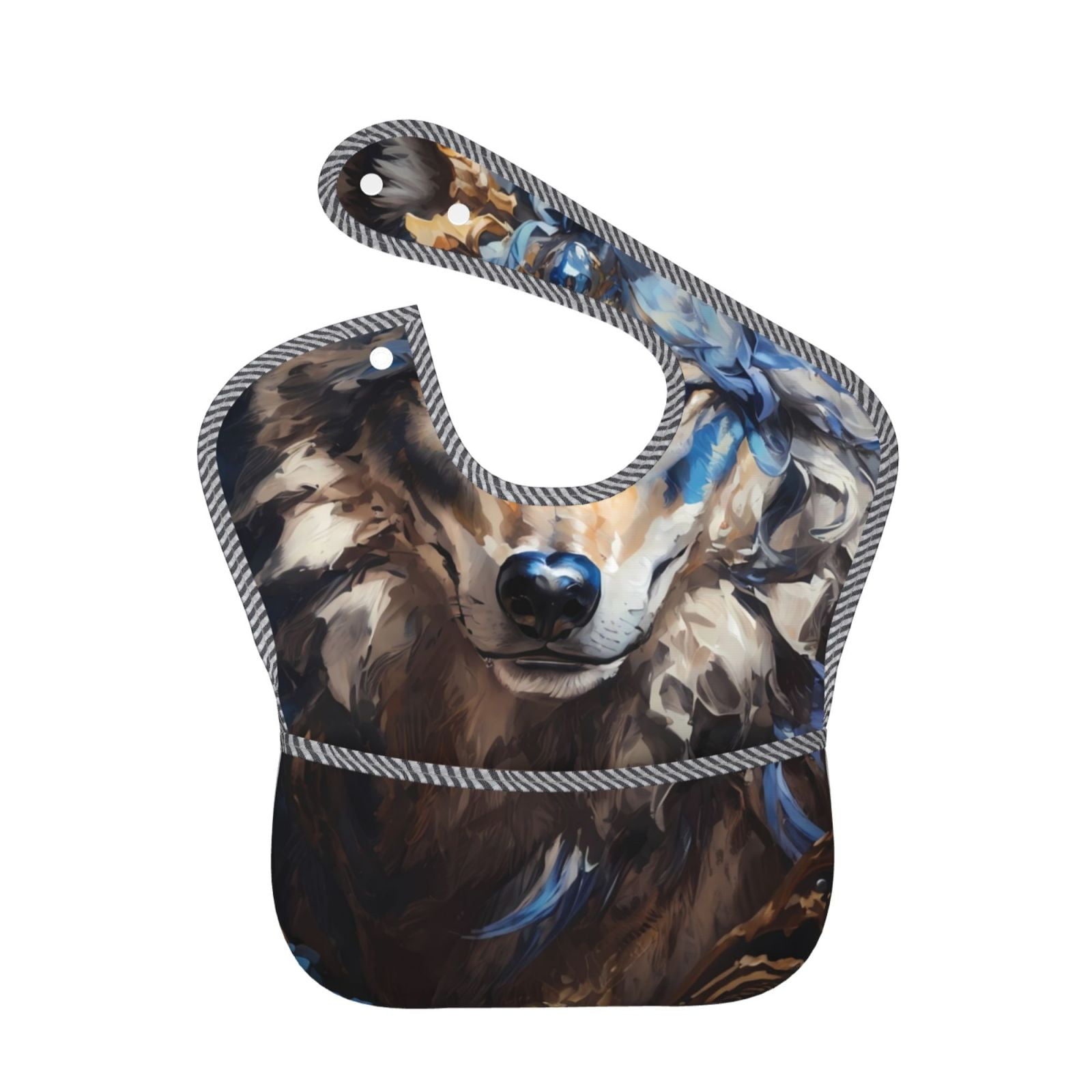 Susaid Vintage Blue Floral Wolf Print Bibs for Babies Toddlers ...