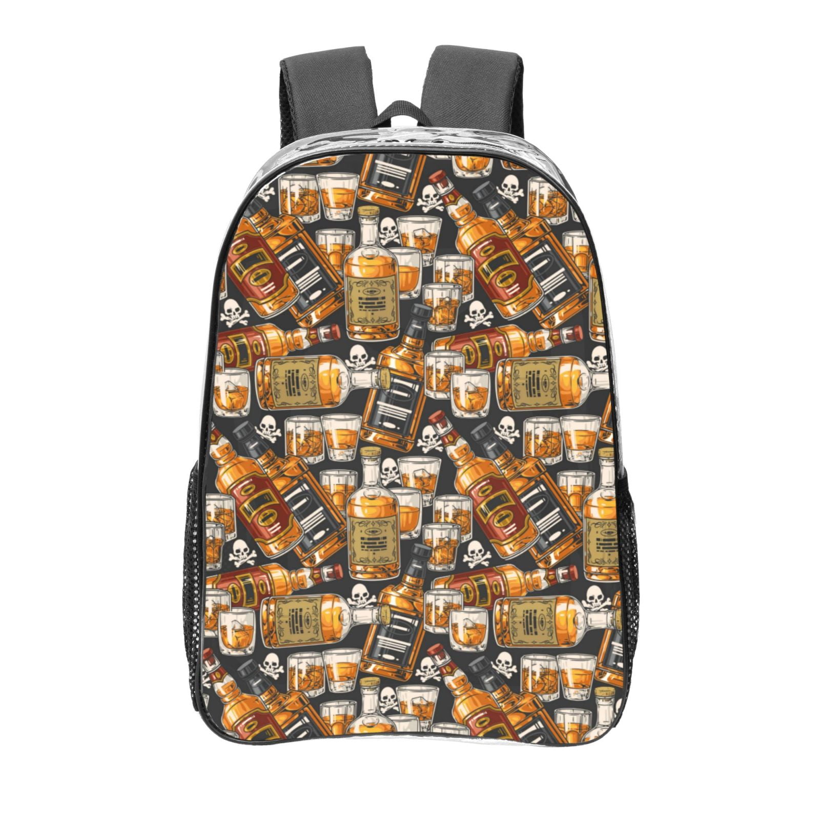 Susaid Vintage Bottles Print Clear Backpack See Through Transparent ...