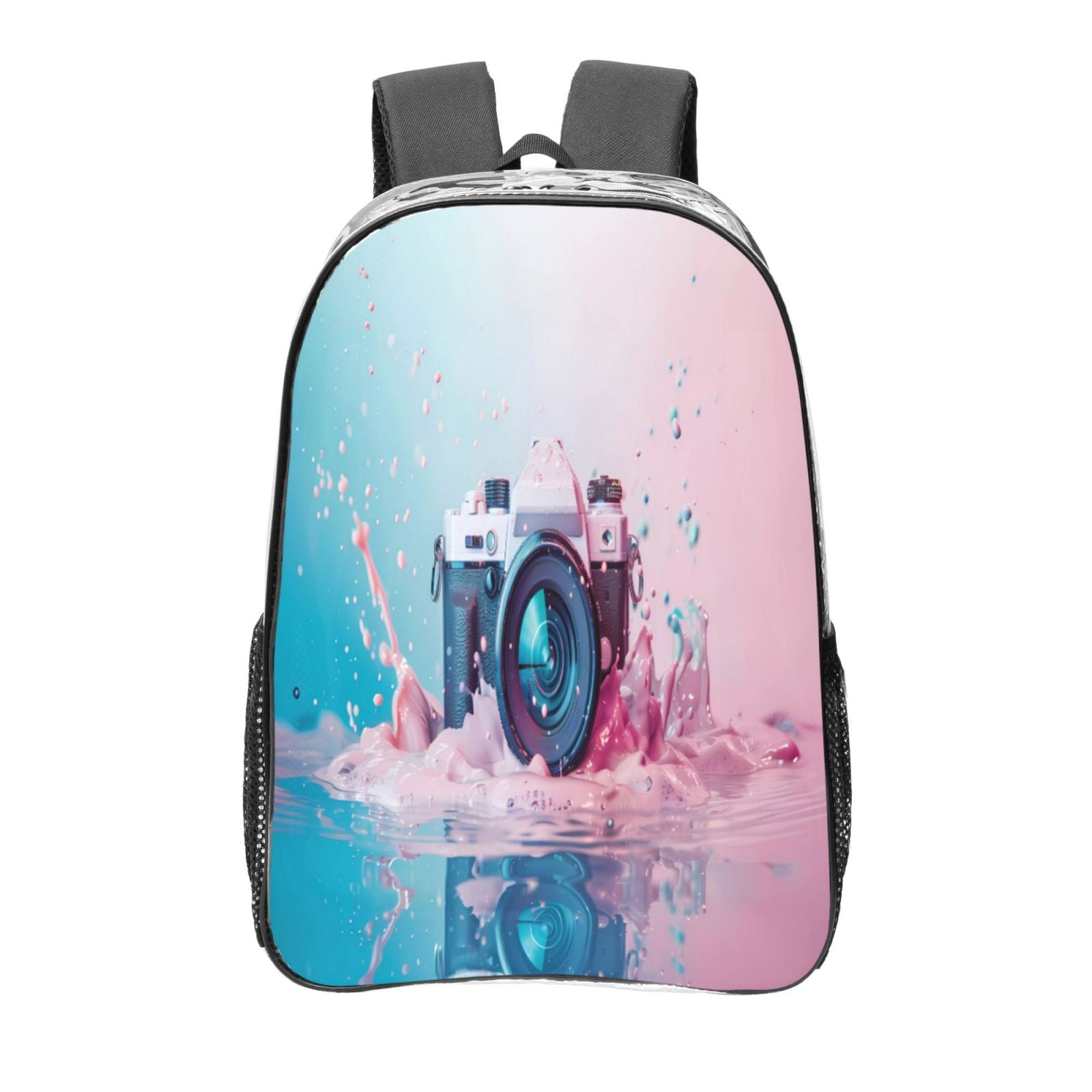 Susaid Vintage Camera Splash Art Print Clear Backpack See Through ...