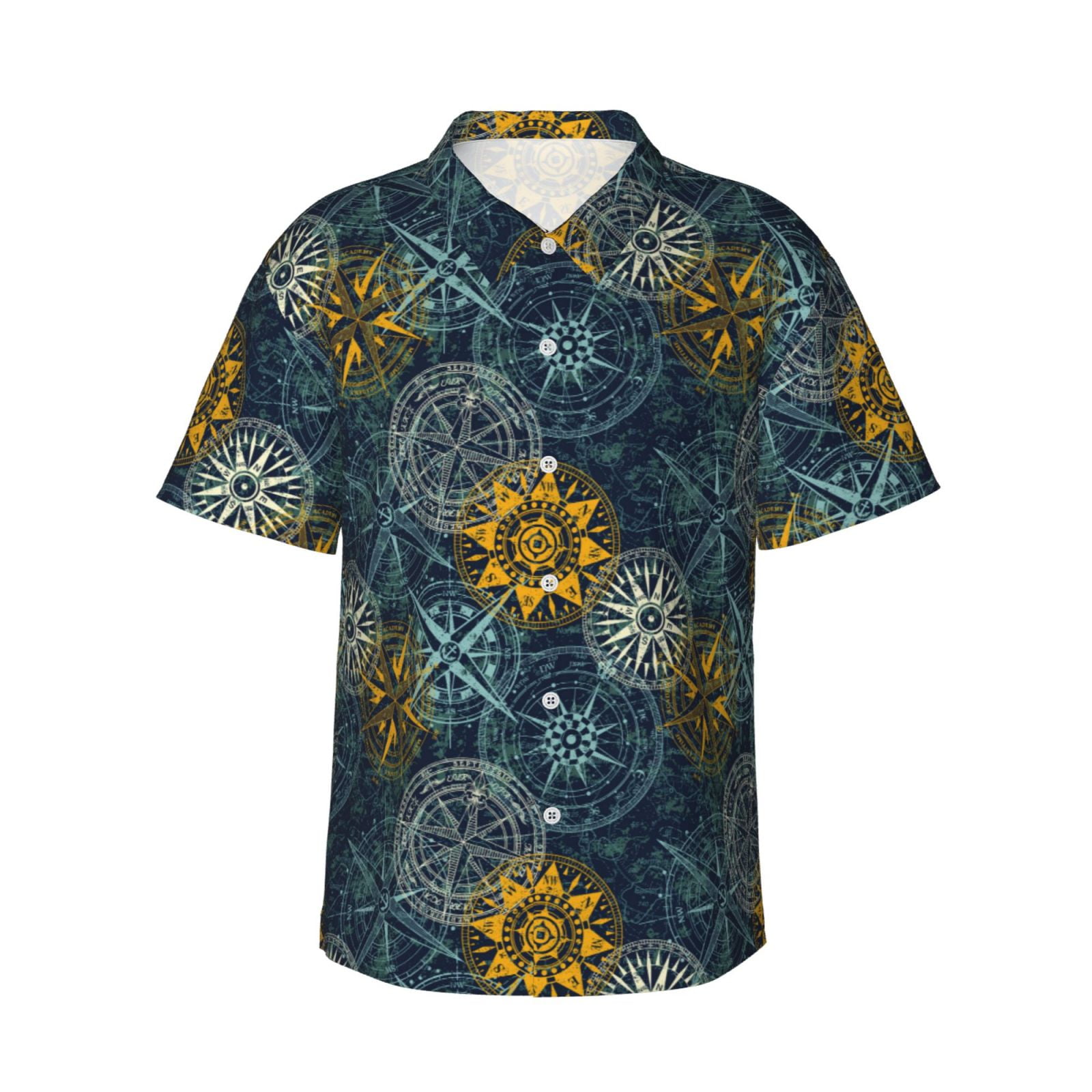 Susaid Vintage Compass Print Hawaiian Shirts for Men Women,Hawaiian ...