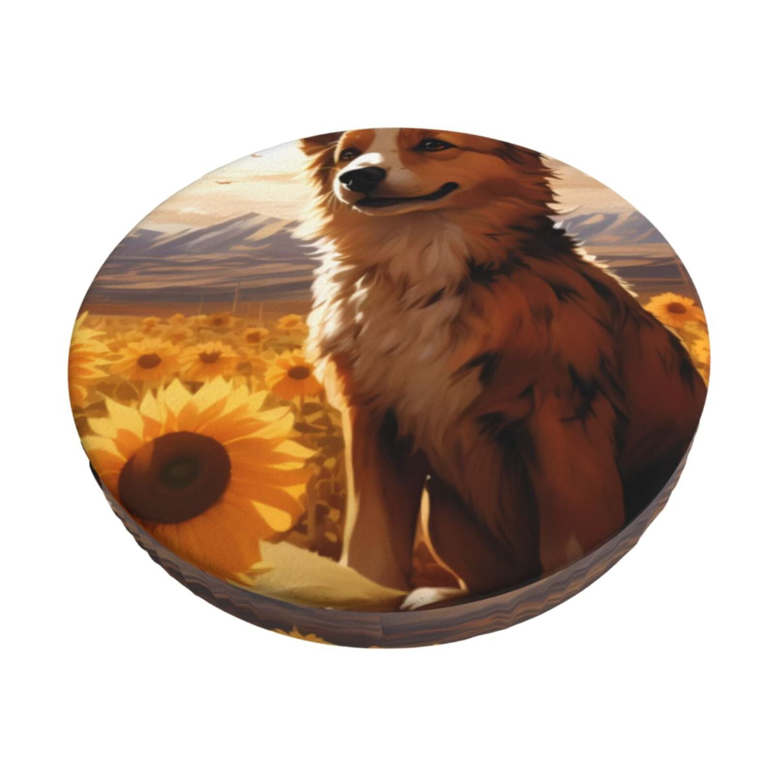 Susaid Vintage Cute Corgi Sunflower Print Elastic Bar Stool Cover ...
