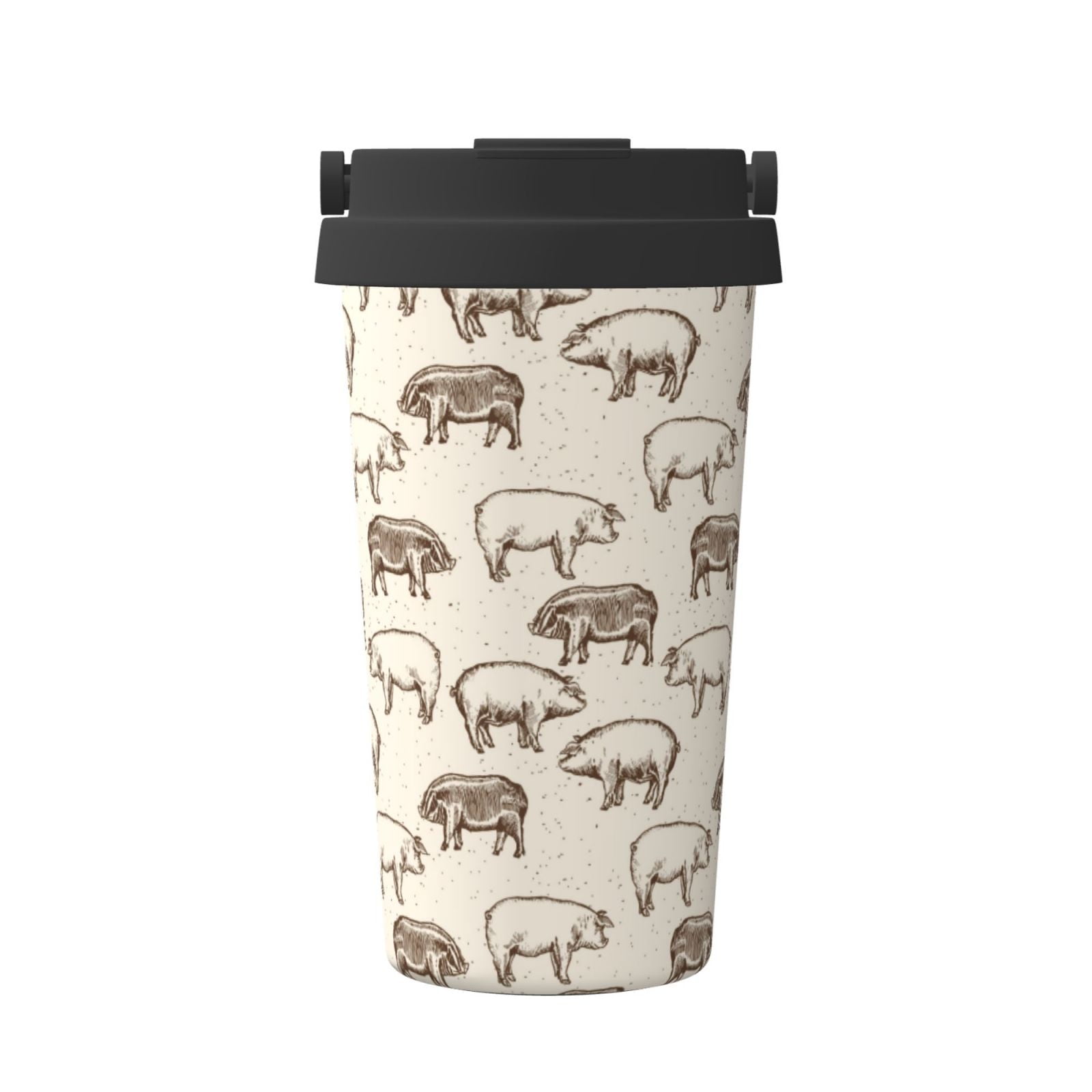 Susaid Vintage Farm Pigs Print Coffee Travel Mug, Insulated Coffee Mug ...