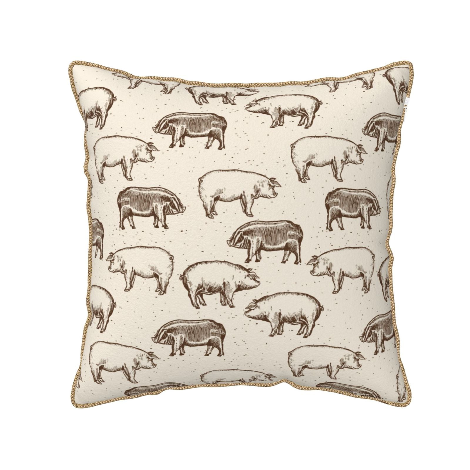 Susaid Vintage Farm Pigs Print Velvet Throw Pillow Covers Home Art Deco ...
