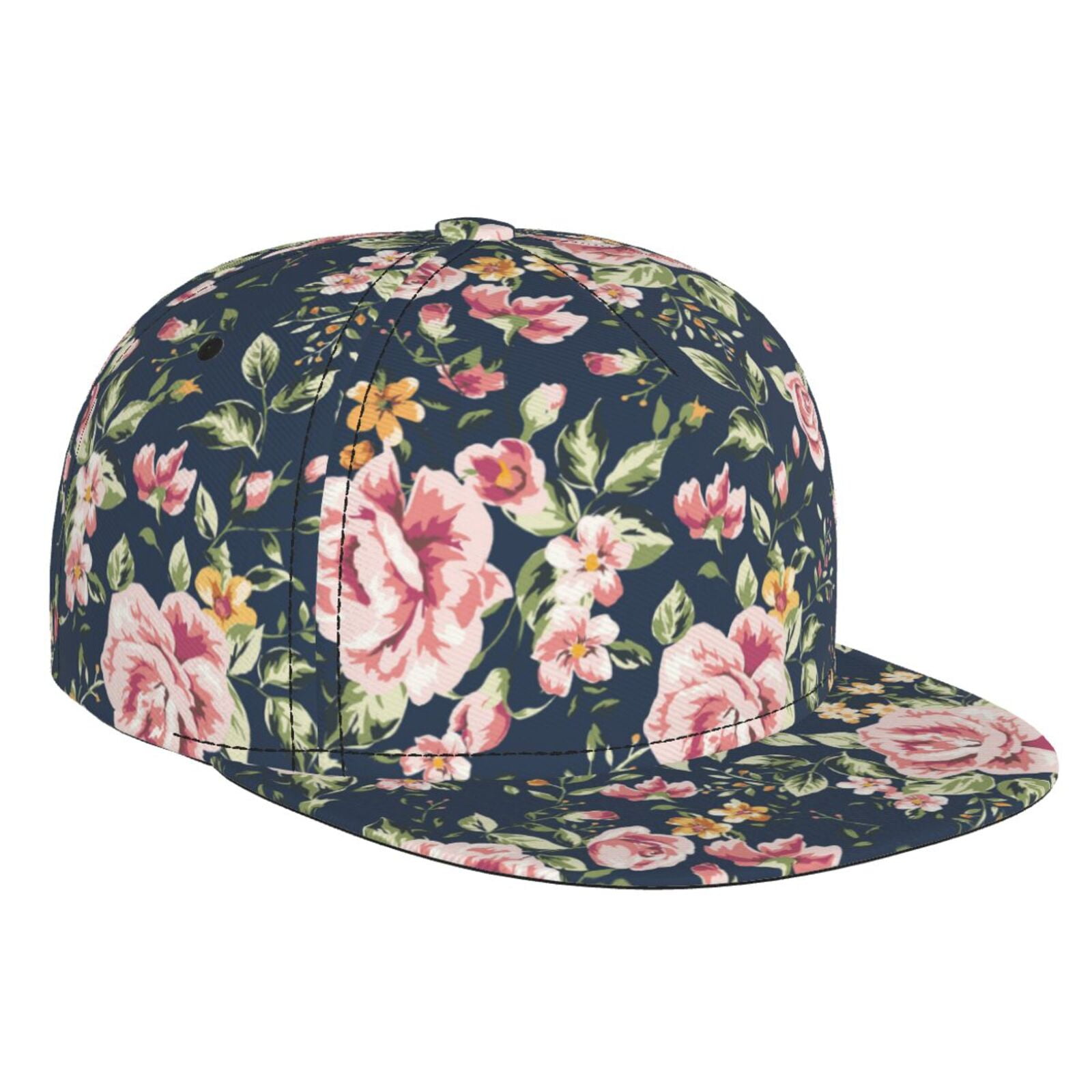 Susaid Vintage Floral Print Baseball Cap Hip Hop Style Flat Visor ...