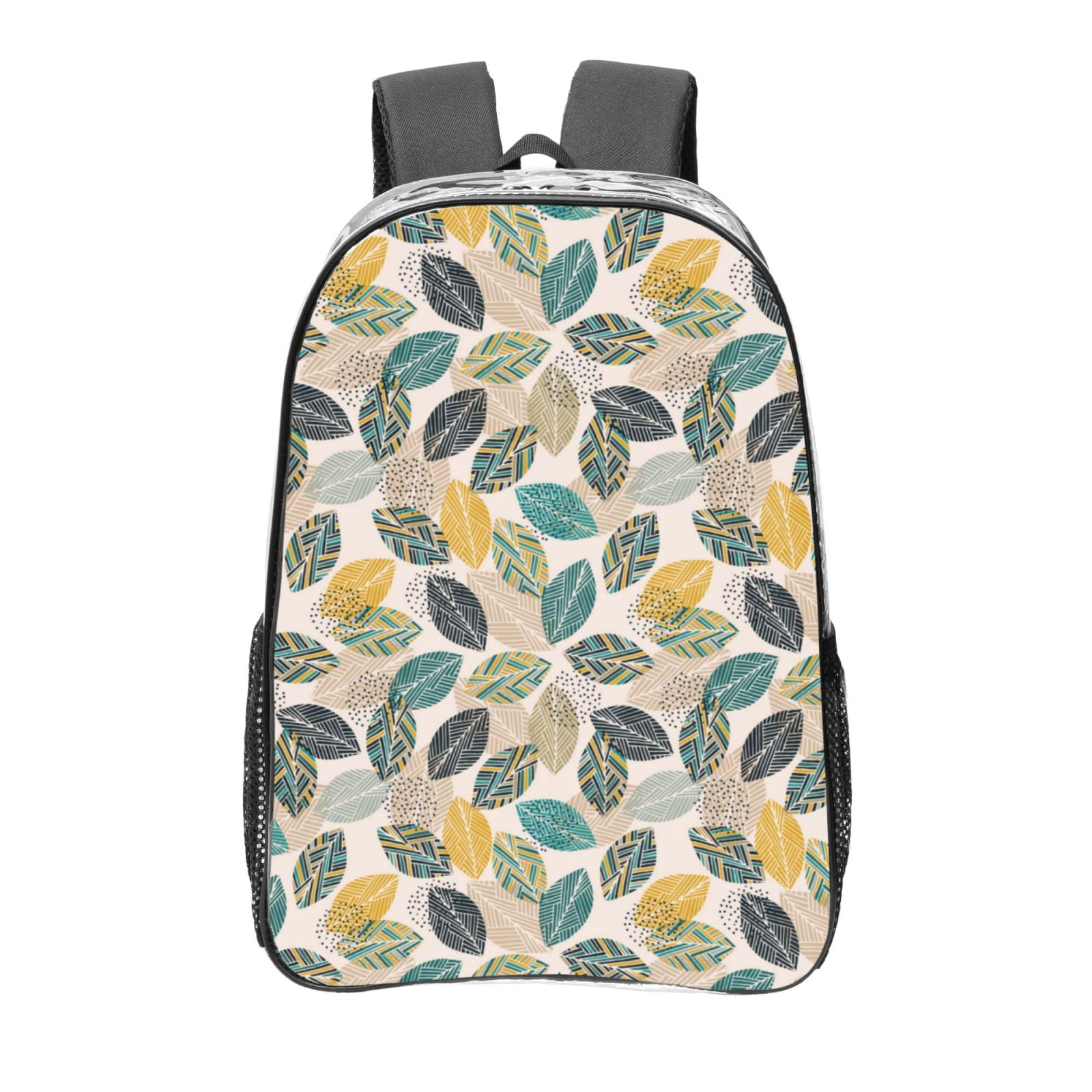 Susaid Vintage Leaves Print Clear Backpack See Through Transparent ...