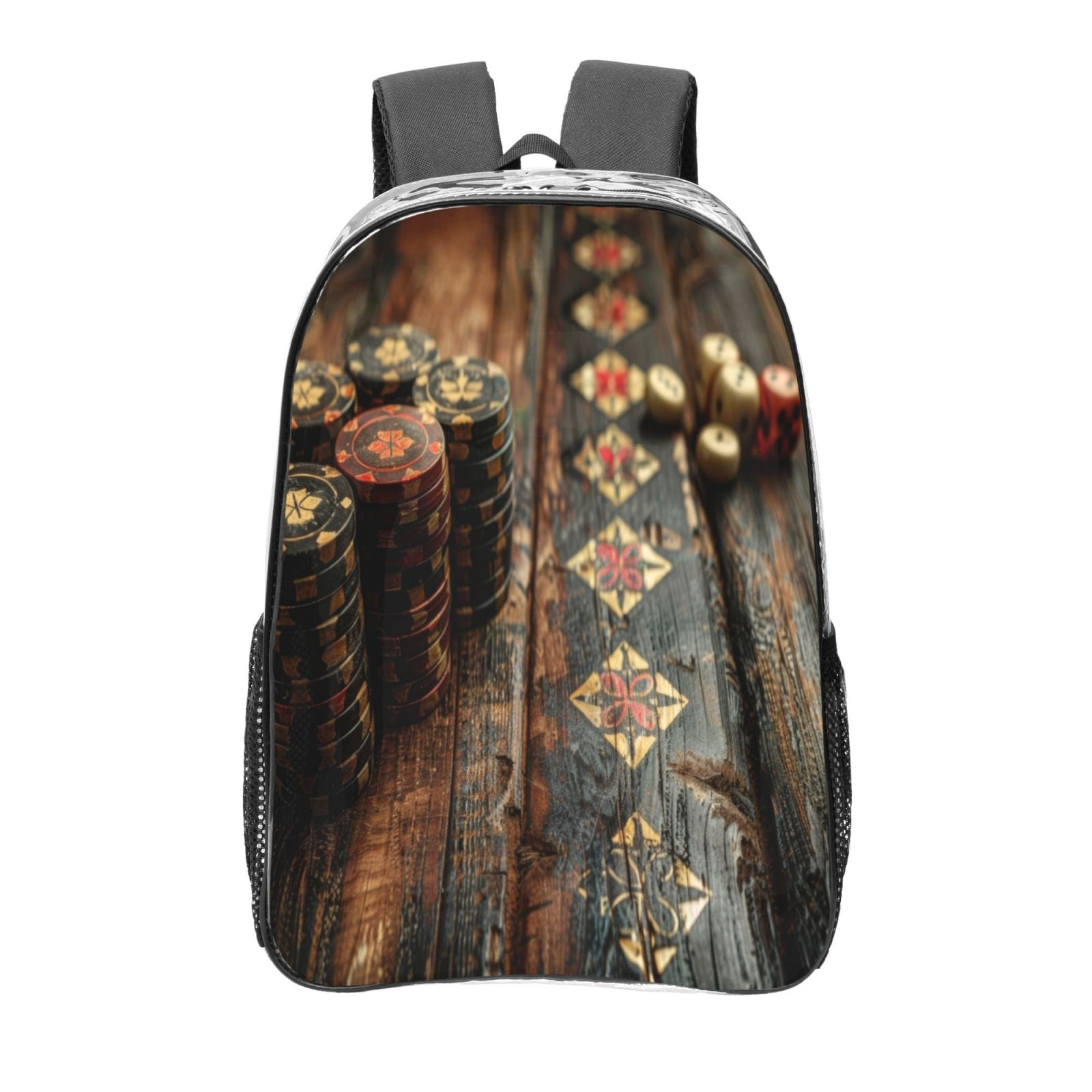 Susaid Vintage Poker Chips Print Clear Backpack See Through Transparent ...