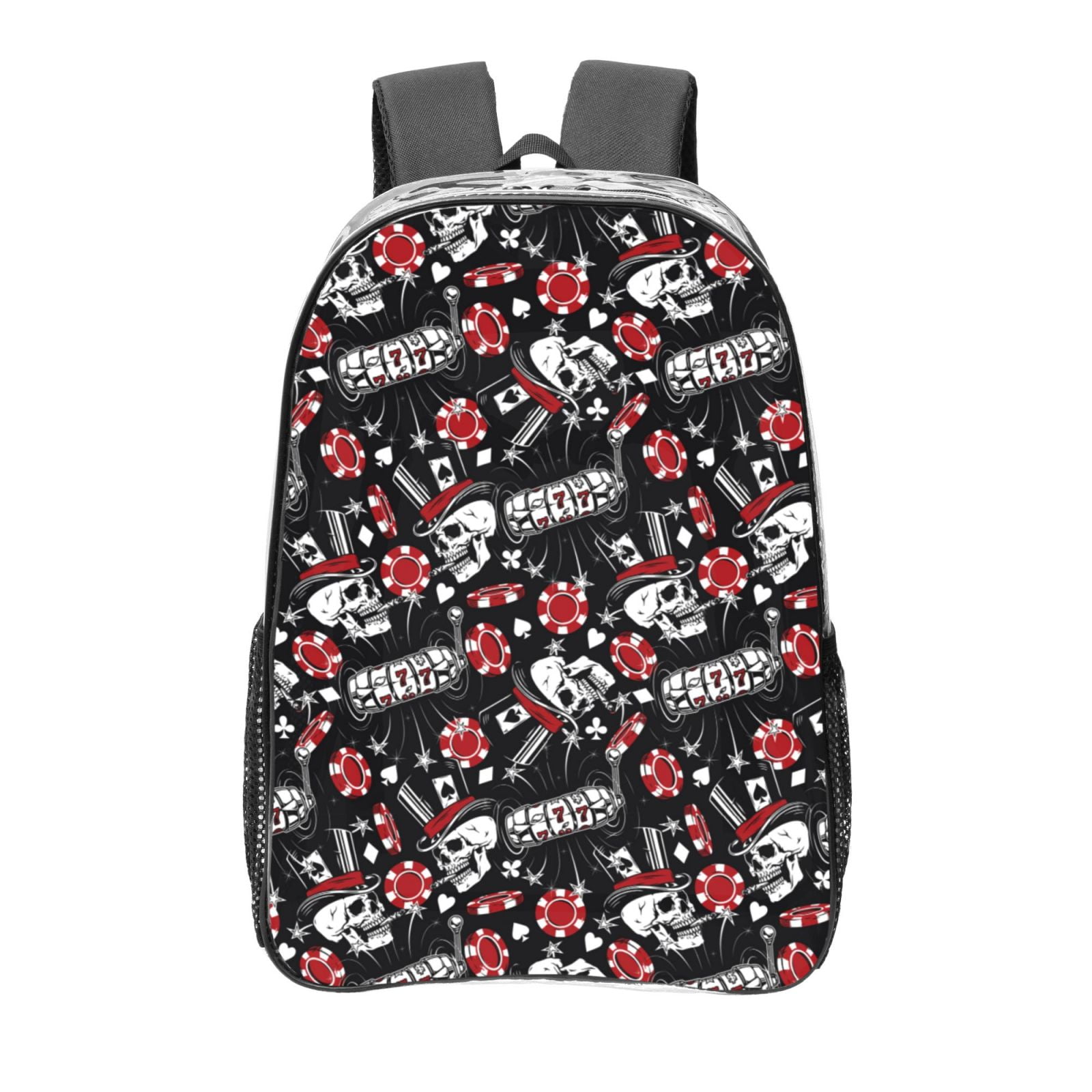 Susaid Vintage Skull Casino Print Clear Backpack See Through ...