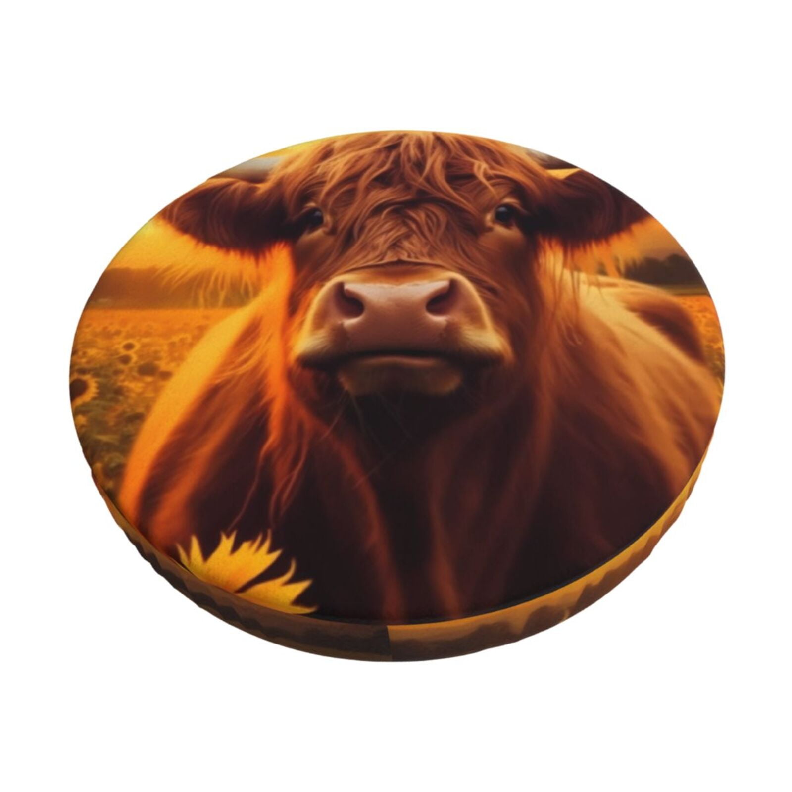 Susaid Vintage Sunflower Cow A Print Elastic Bar Stool Cover ...