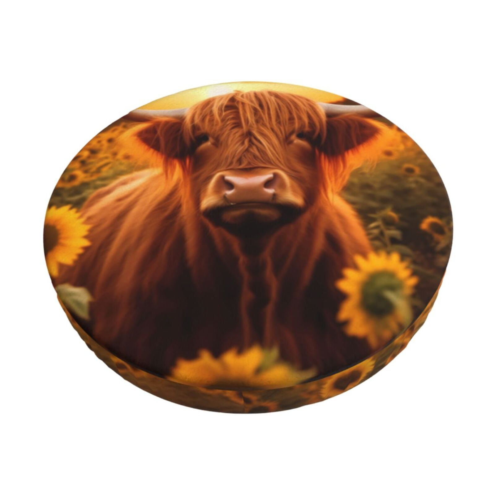 Susaid Vintage Sunflower Cow B Print Elastic Bar Stool Cover ...