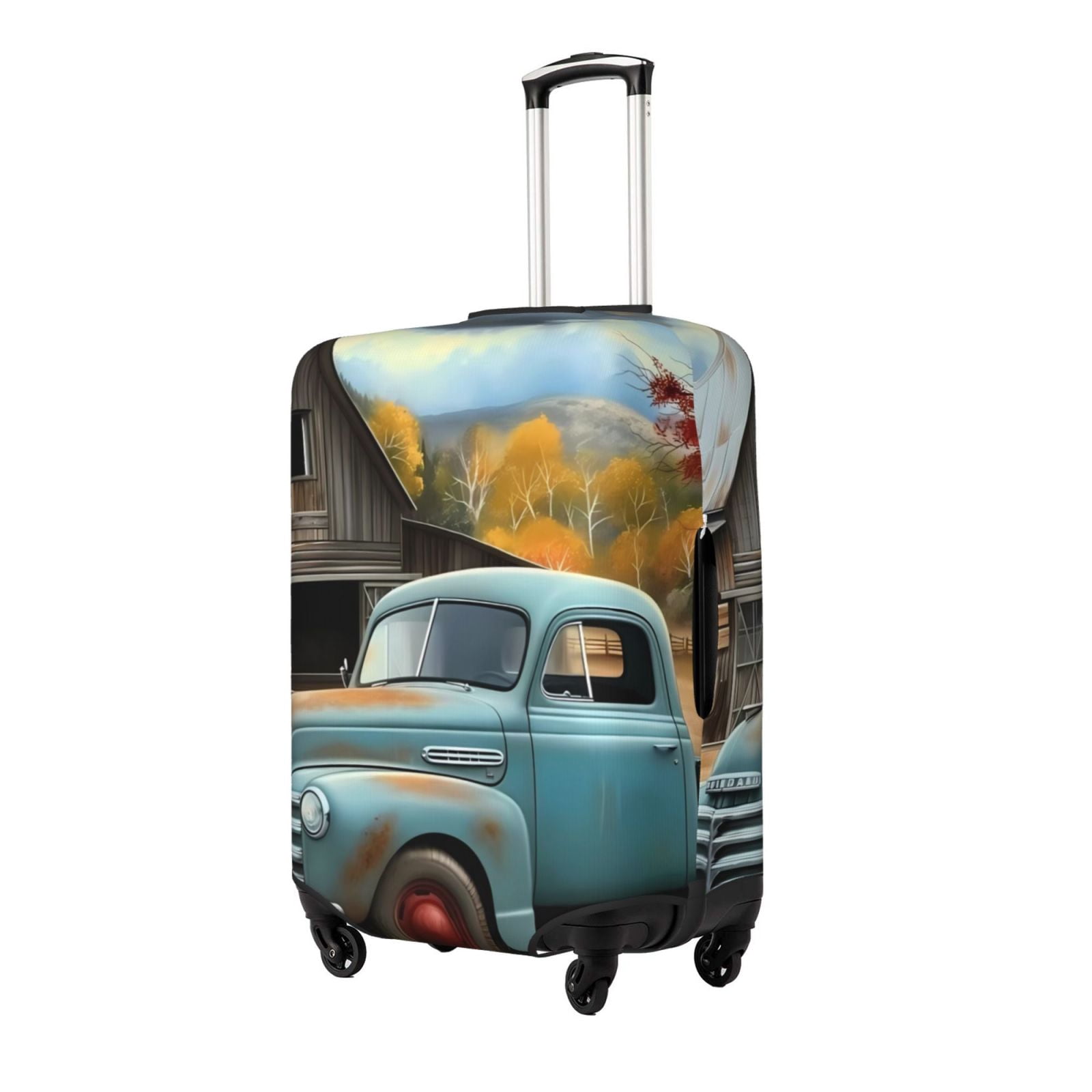 Susaid Vintage Truck Farm Scene Print Elastic Washable Suitcase Cover ...
