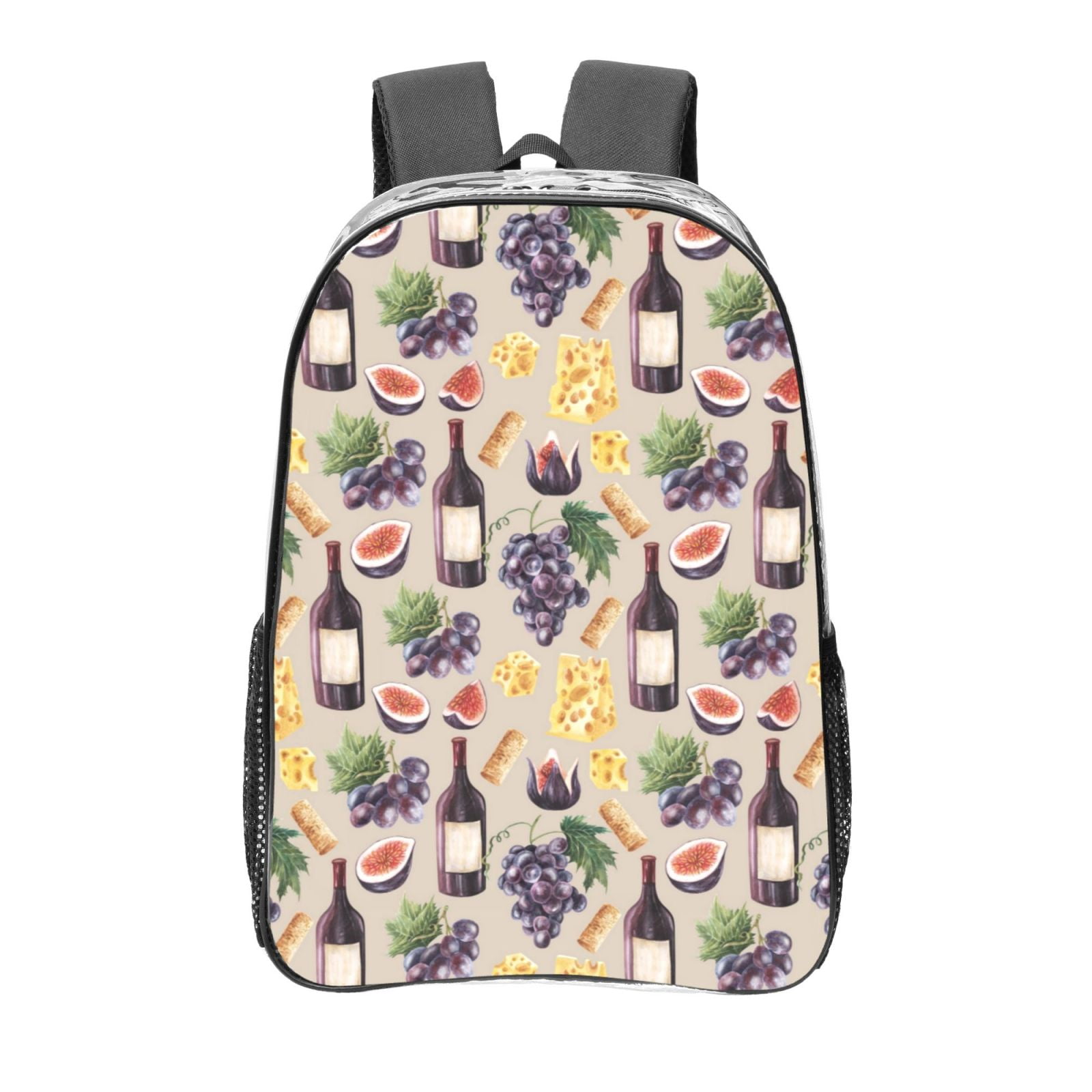 Susaid Watercolor Bottles And Glasses Print Clear Backpack See Through ...