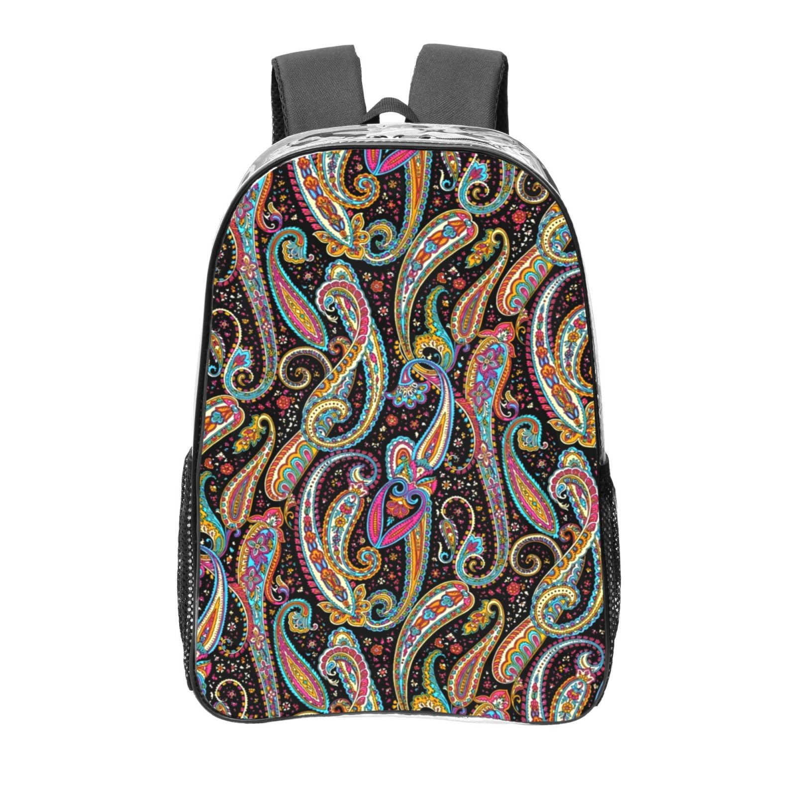 Susaid Watercolor Romantic Paisley Print Clear Backpack See Through ...