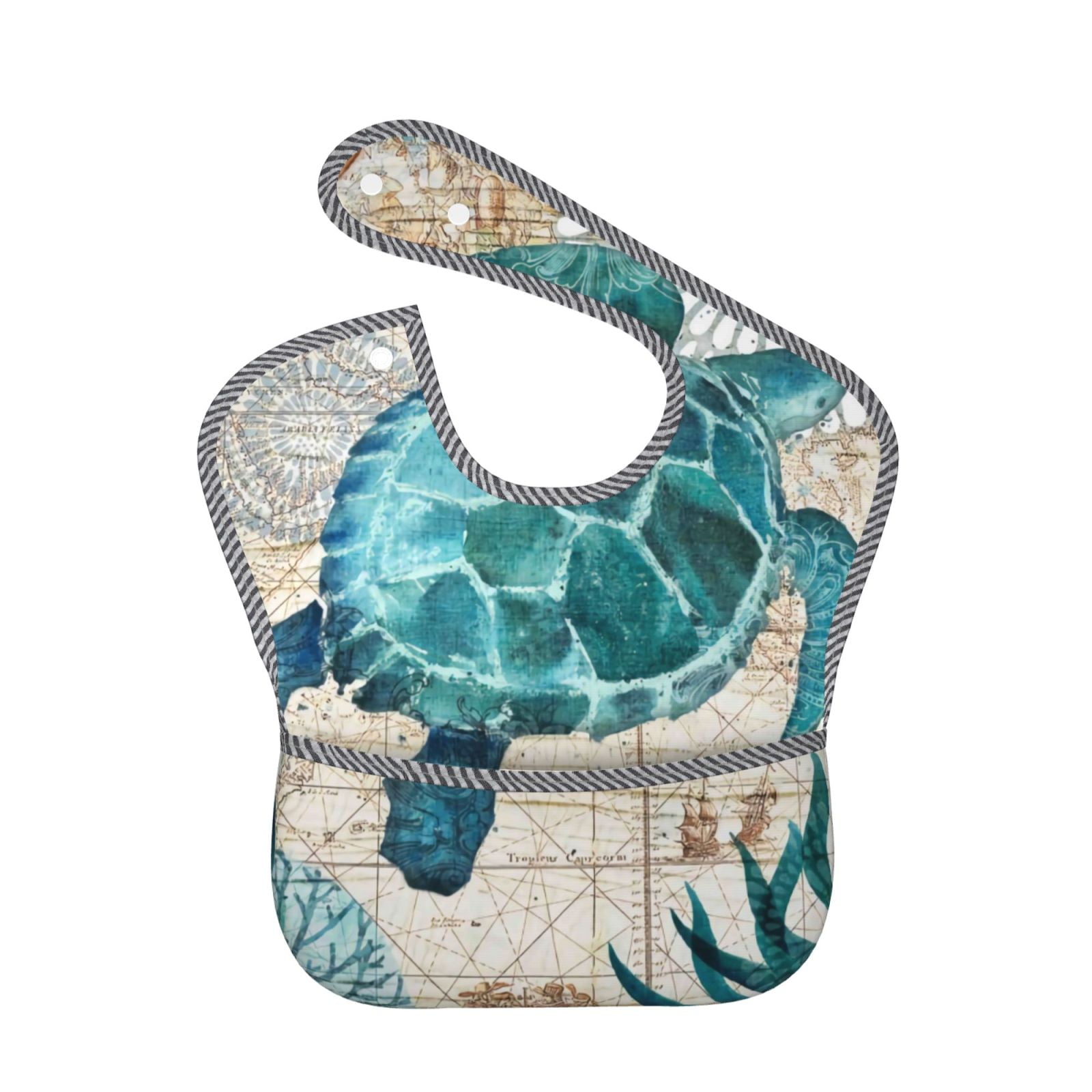 Susaid Watercolor Sea Turtle Print Bibs for Babies Toddlers Adjustable ...