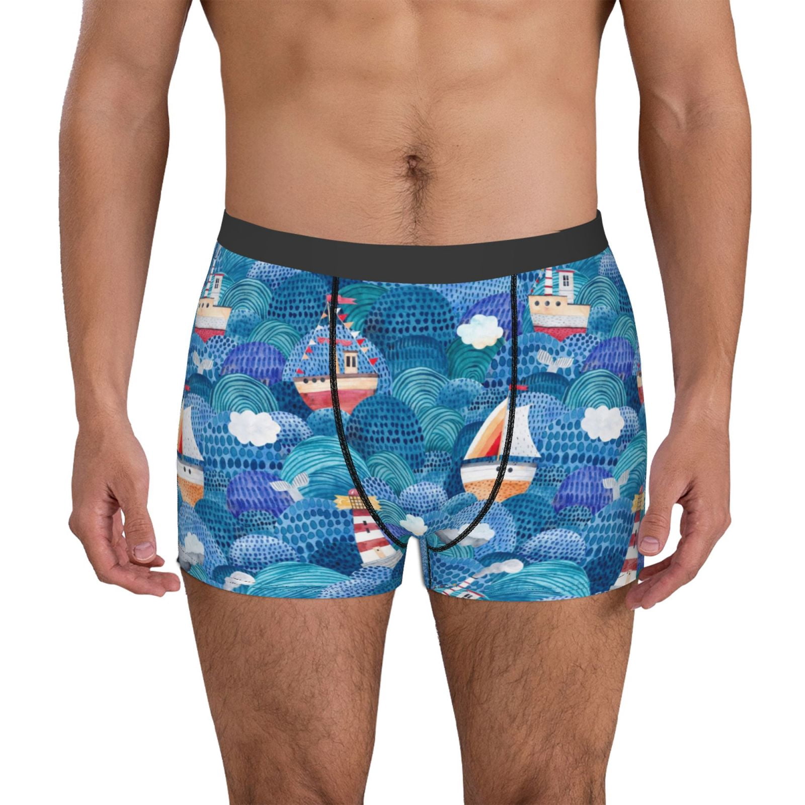 Susaid Watercolor Ships Print Men's Mesh Boxer Briefs Cooling ...