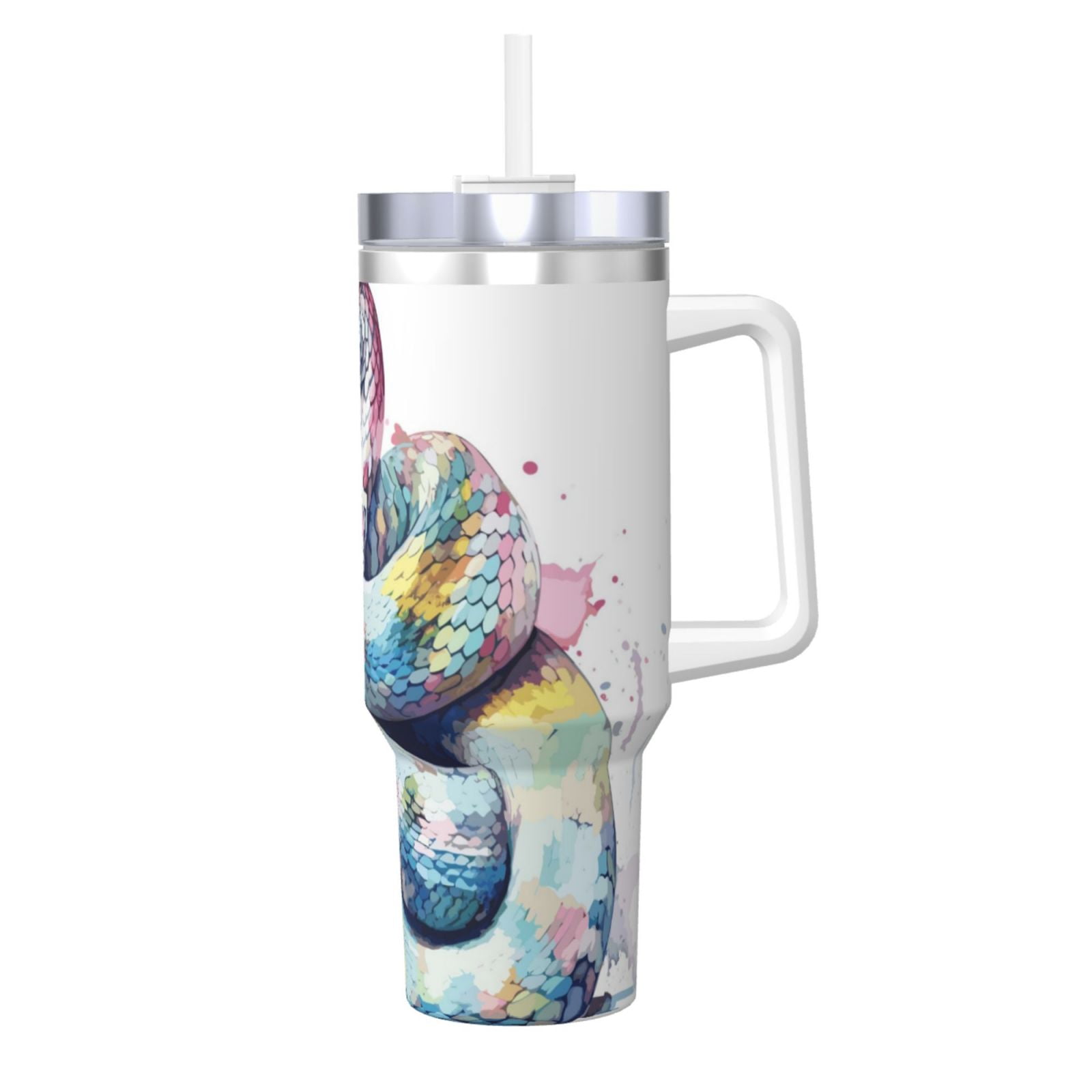 Susaid Watercolor Snake Print Indoor Outdoor Straw Lid 40oz Ice Bully ...