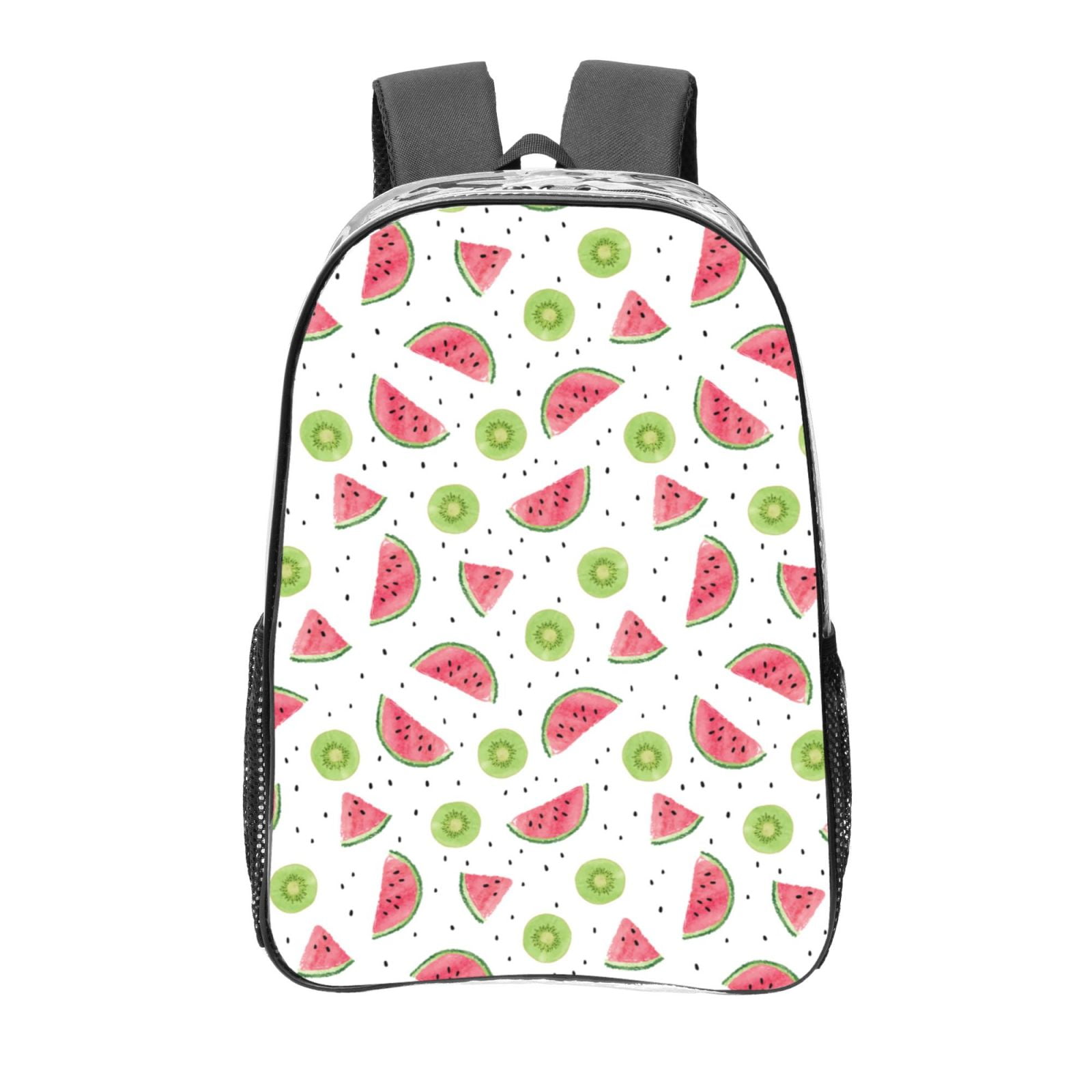 Susaid Watermelon And Kiwi Print Clear Backpack See Through Transparent Plastic Clear Bookbags ...