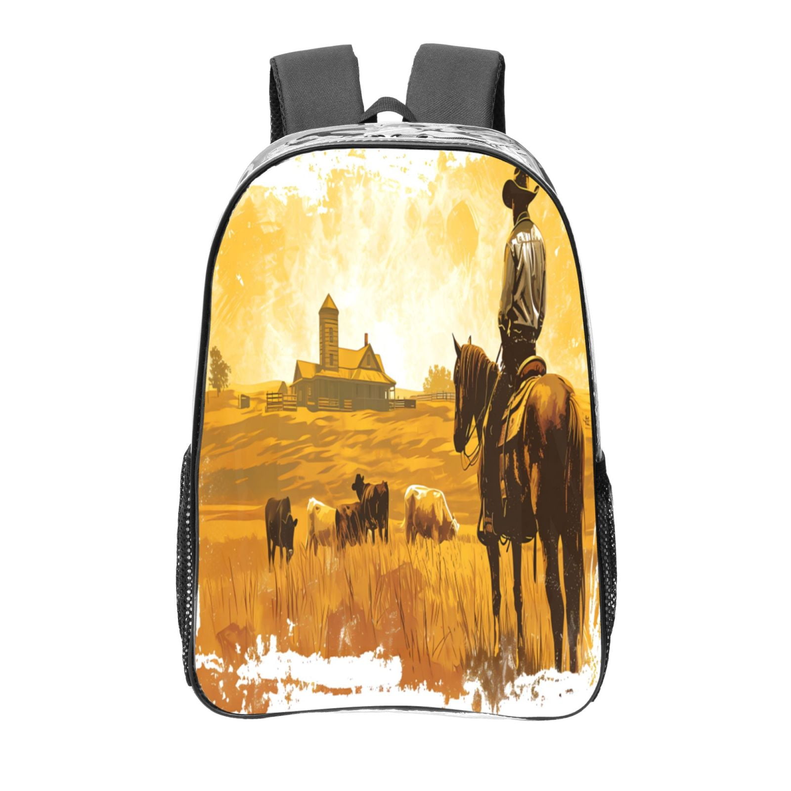 Susaid Western Cowboy Ranch Print Clear Backpack See Through ...