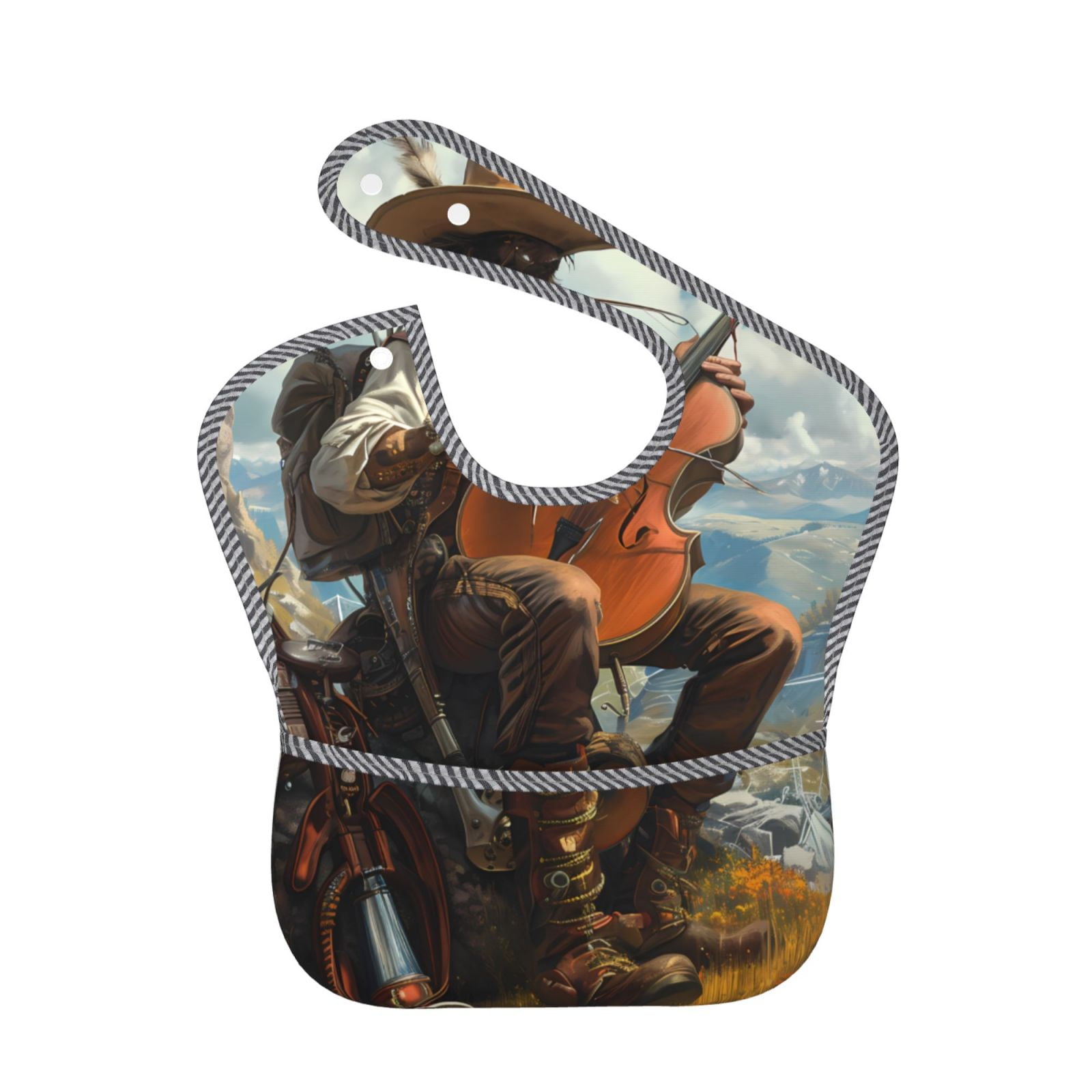 Susaid Western Guitar Cowboy Print Bibs for Babies Toddlers Adjustable ...