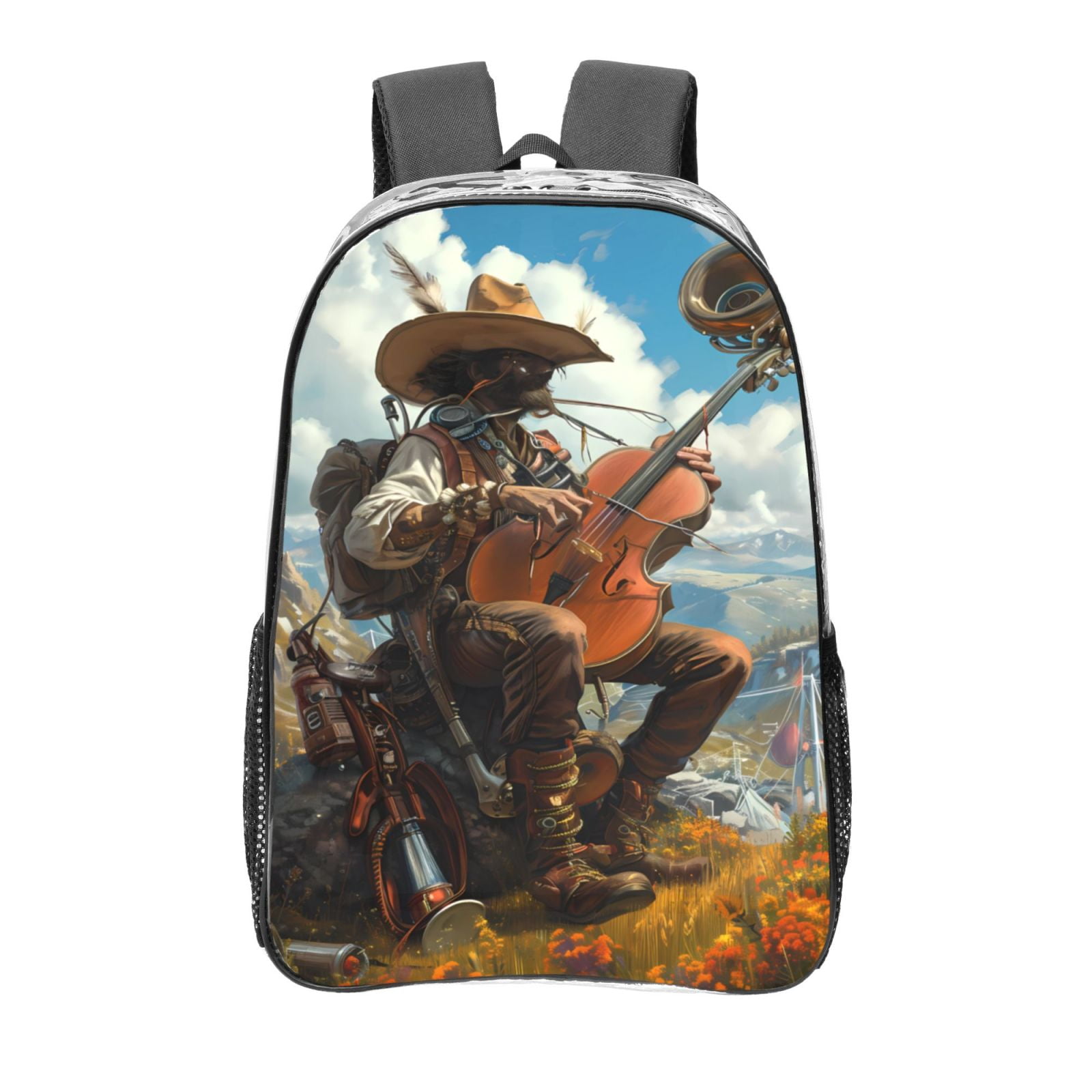 Susaid Western Guitar Cowboy Print Clear Backpack See Through ...