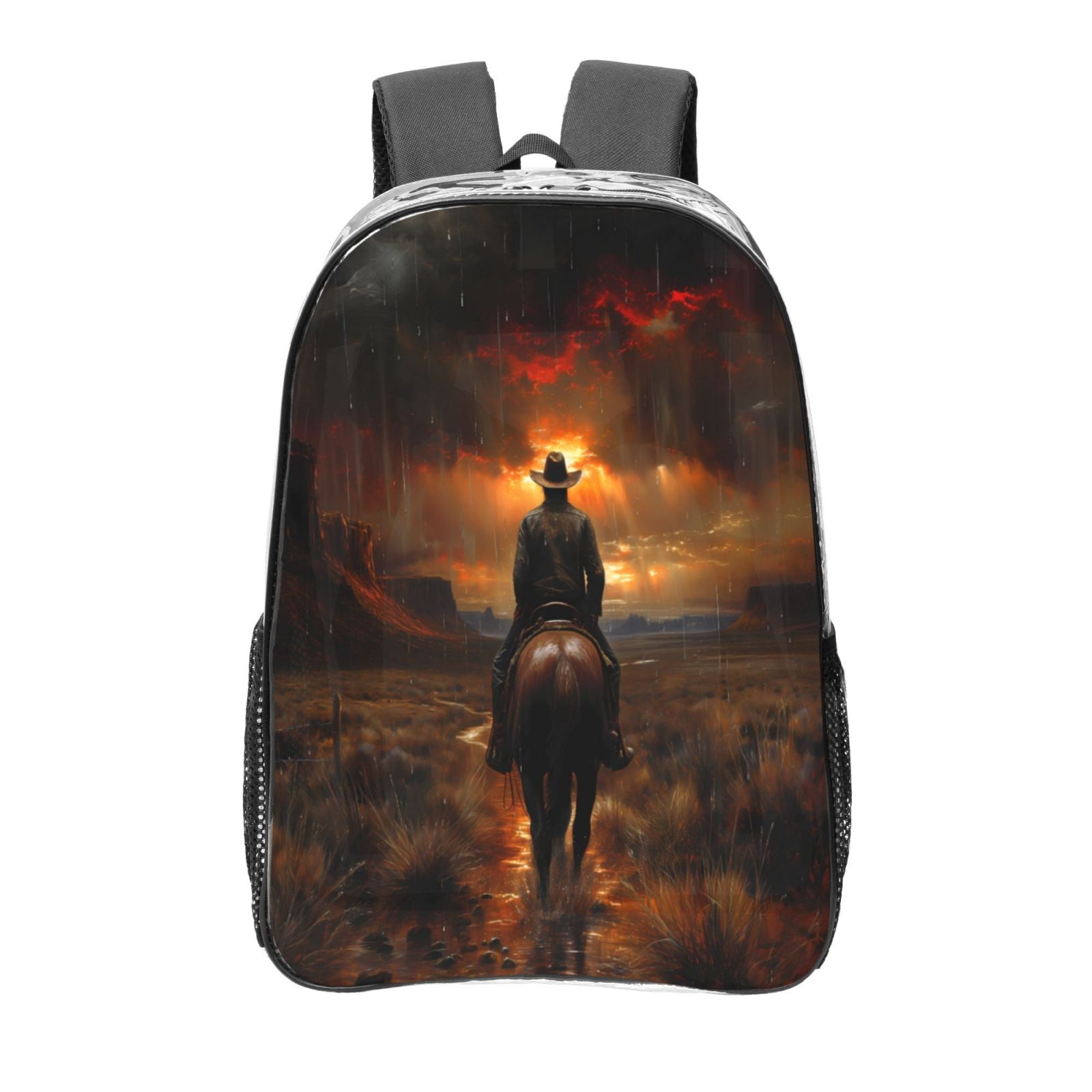 Susaid Western Rainy Desert Cowboy Print Clear Backpack See Through ...