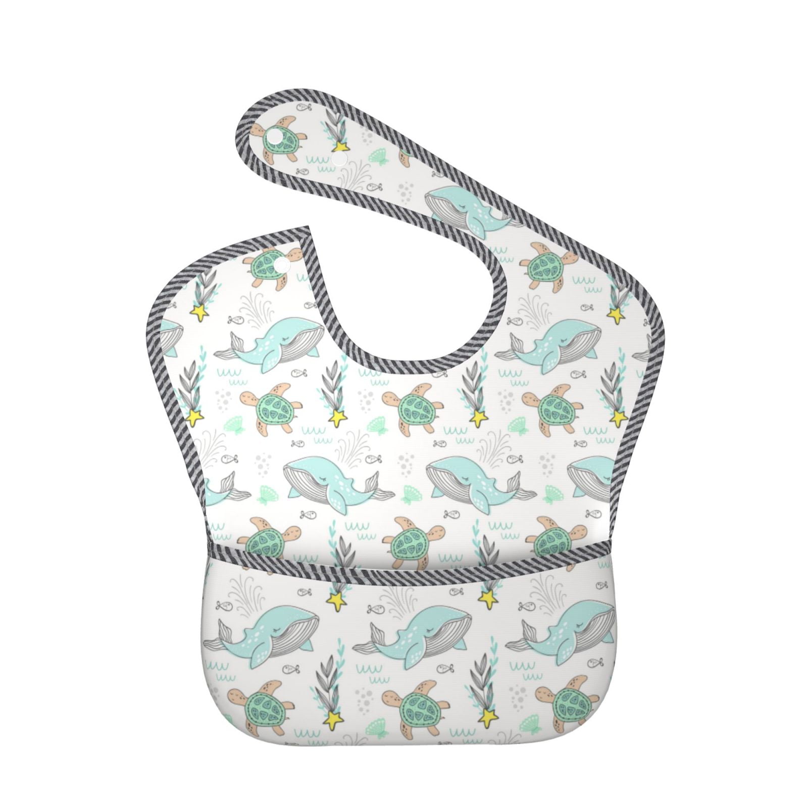 Susaid Whale And Turtle Print Bibs for Babies Toddlers Adjustable ...