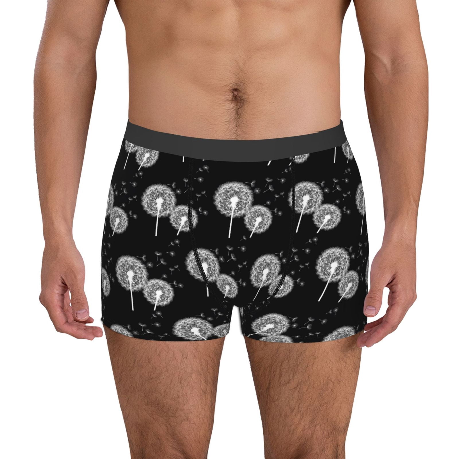 Susaid White Flower Dandelion Print Men's Mesh Boxer Briefs Cooling ...