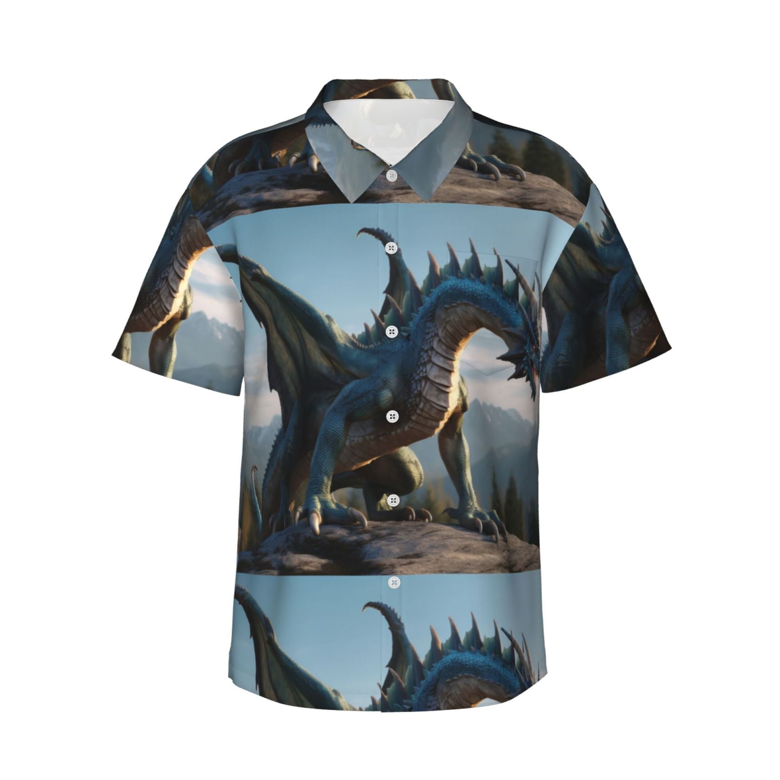 Susaid Wild Blue Cool Dragon Print Hawaiian Shirts for Men Women ...
