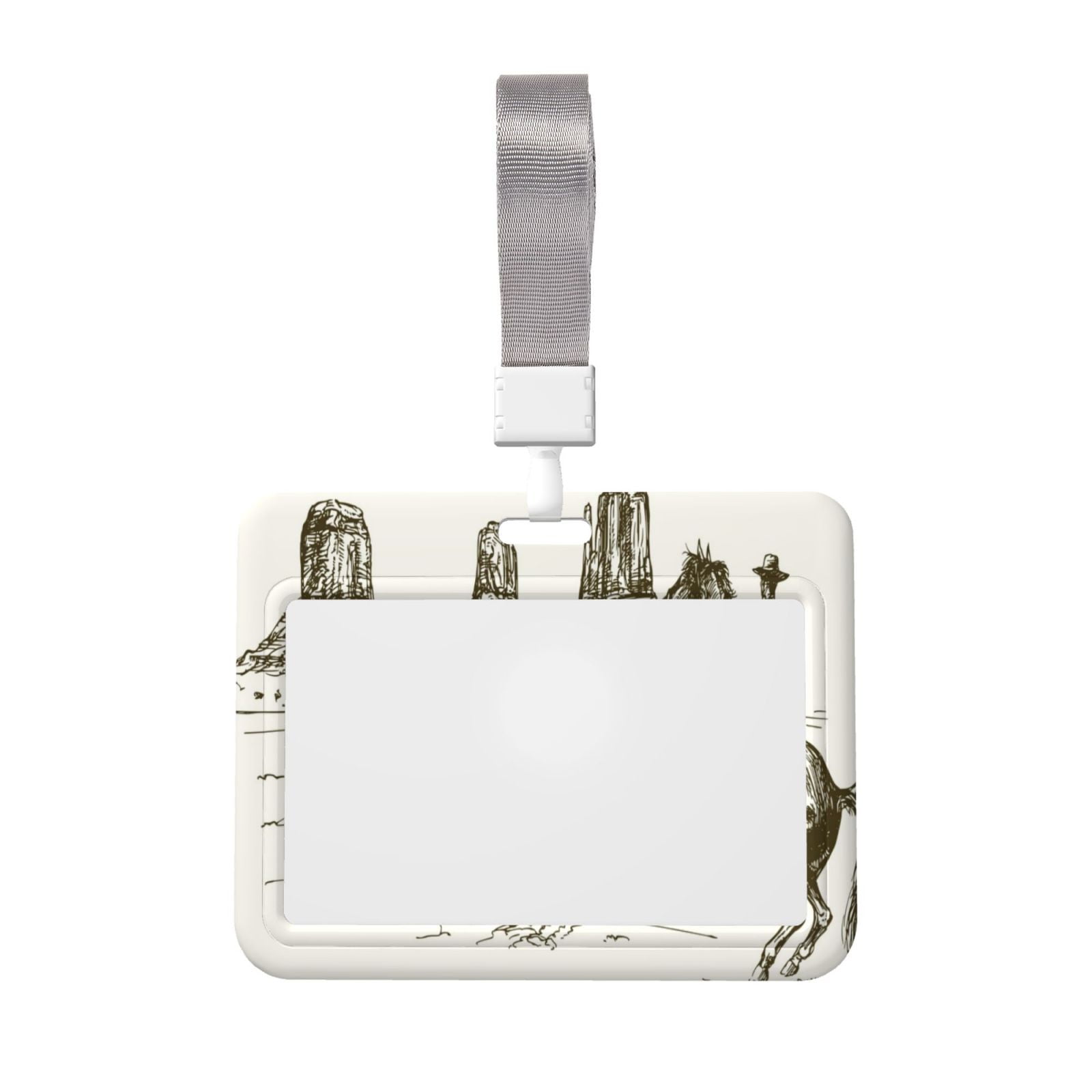 Susaid Wild West Desert With Cowboy Print ID Badge Holder with Double ...