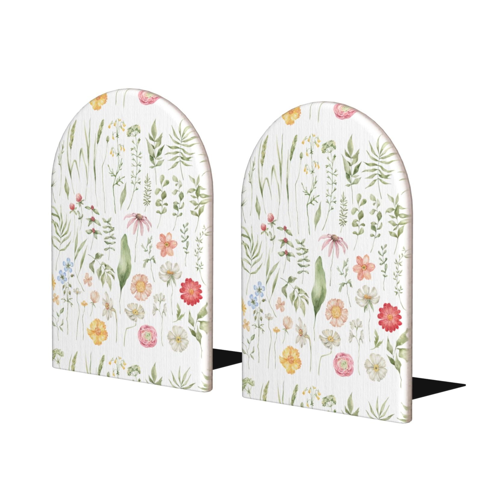Susaid Wildflower Watercolor 2 Print Wooden Bookends Decorative Book ...