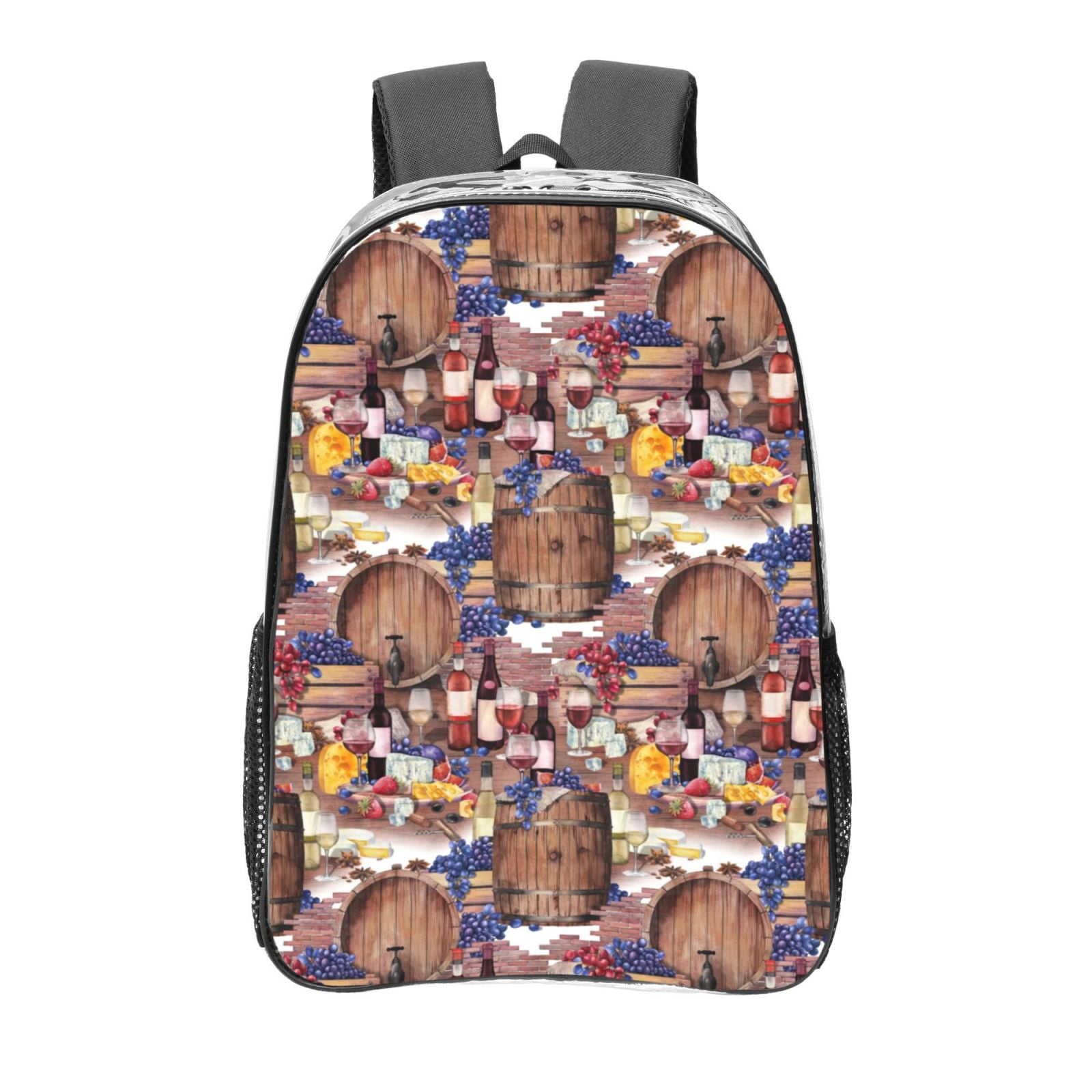 Susaid Wines Print Clear Backpack See Through Transparent Plastic Clear ...