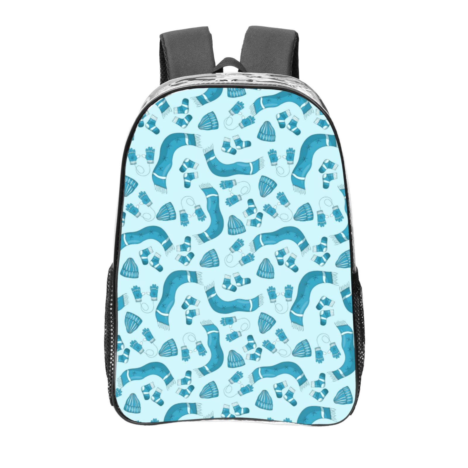 Susaid Winter Warmth Blue Knitted Print Clear Backpack See Through ...
