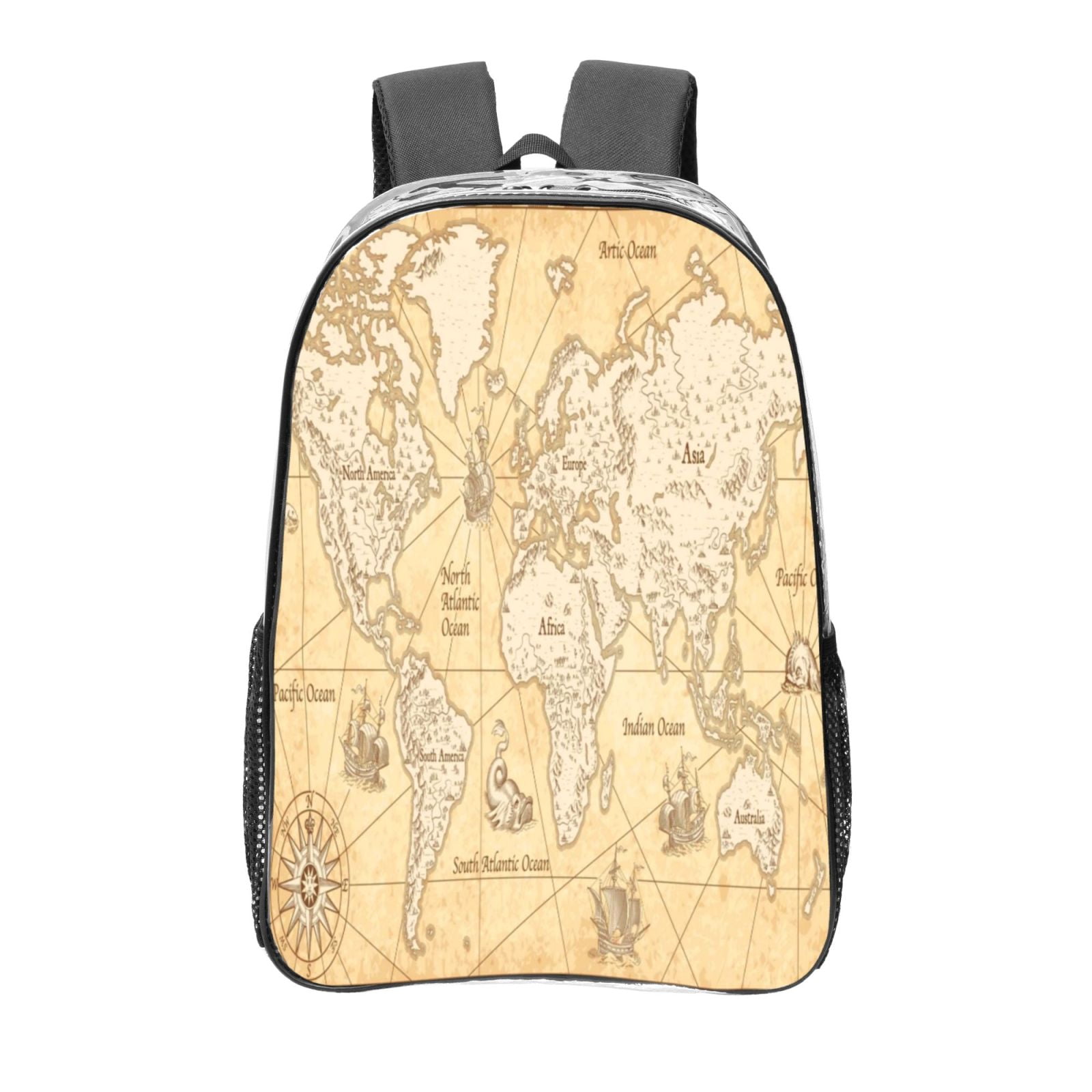 Susaid World Map Print Clear Backpack See Through Transparent Plastic ...