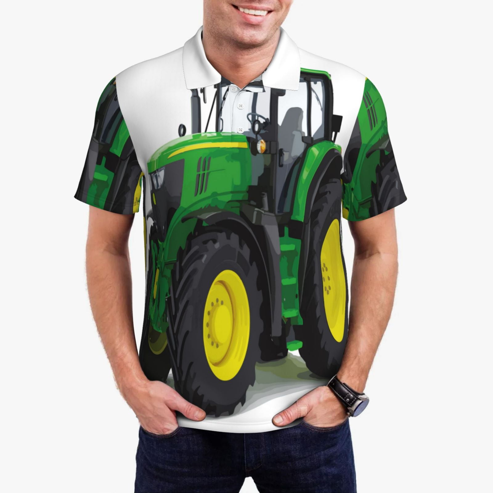 Susaid big farm tractor Print Men's Short Sleeve Polo Shirt, Golf ...