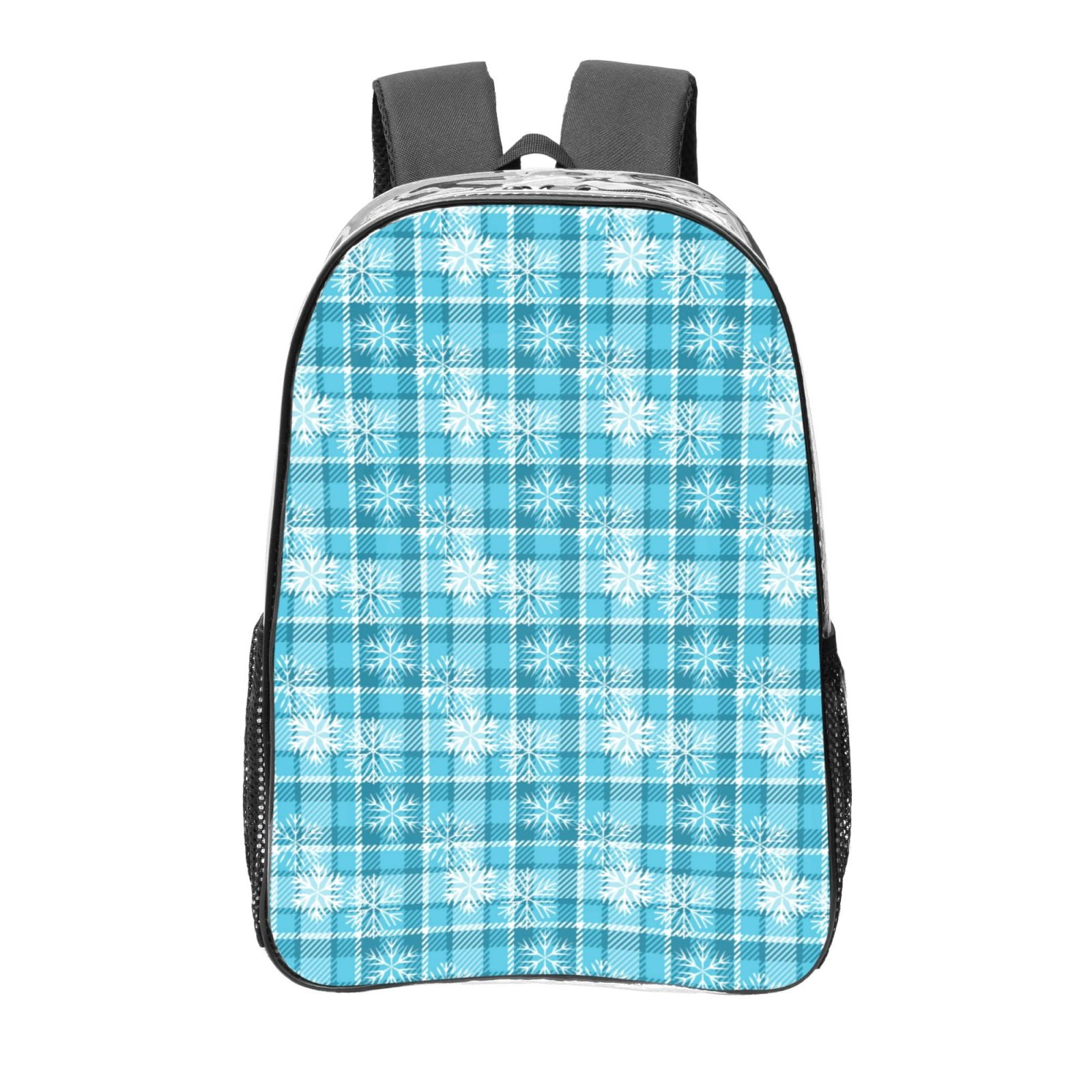 Susaid blue plaid Snowflake Print Clear Backpack See Through ...