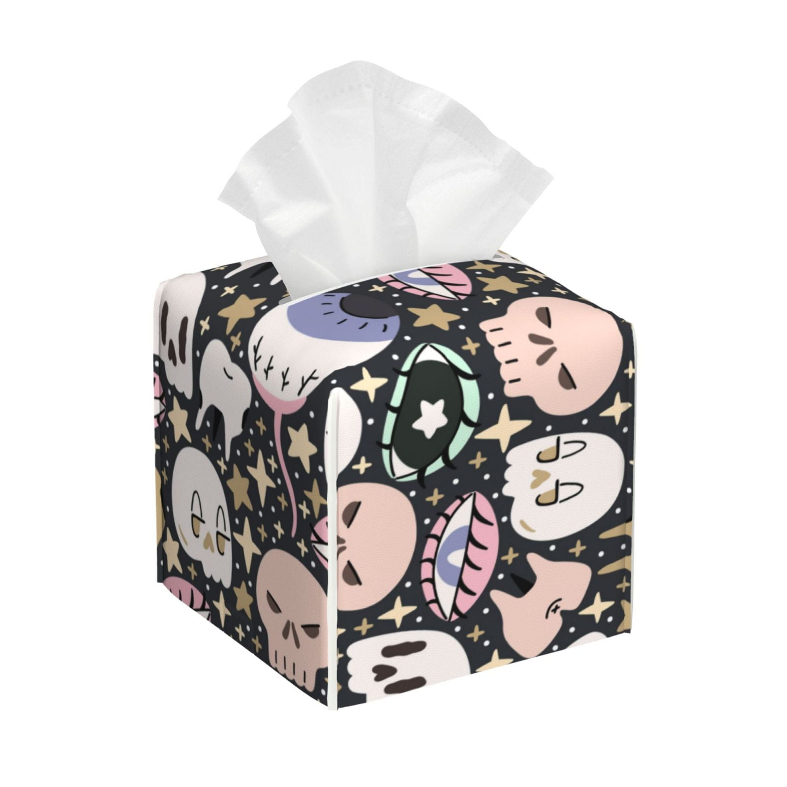 Susaid cartoon cute Skull star Print PU Leather Tissue Box Cover ...