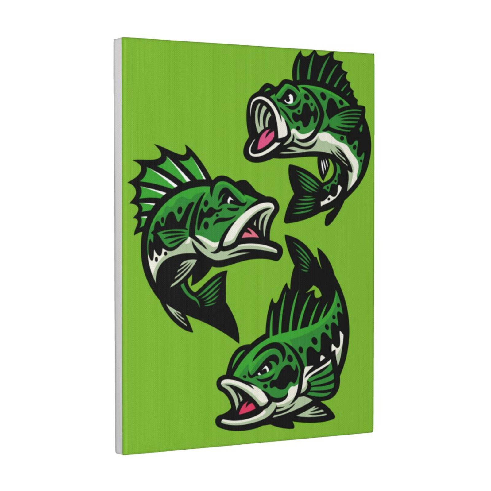 Susaid cartoon largemouth bass fish Pattern Vertical Canvas Wall Decor ...