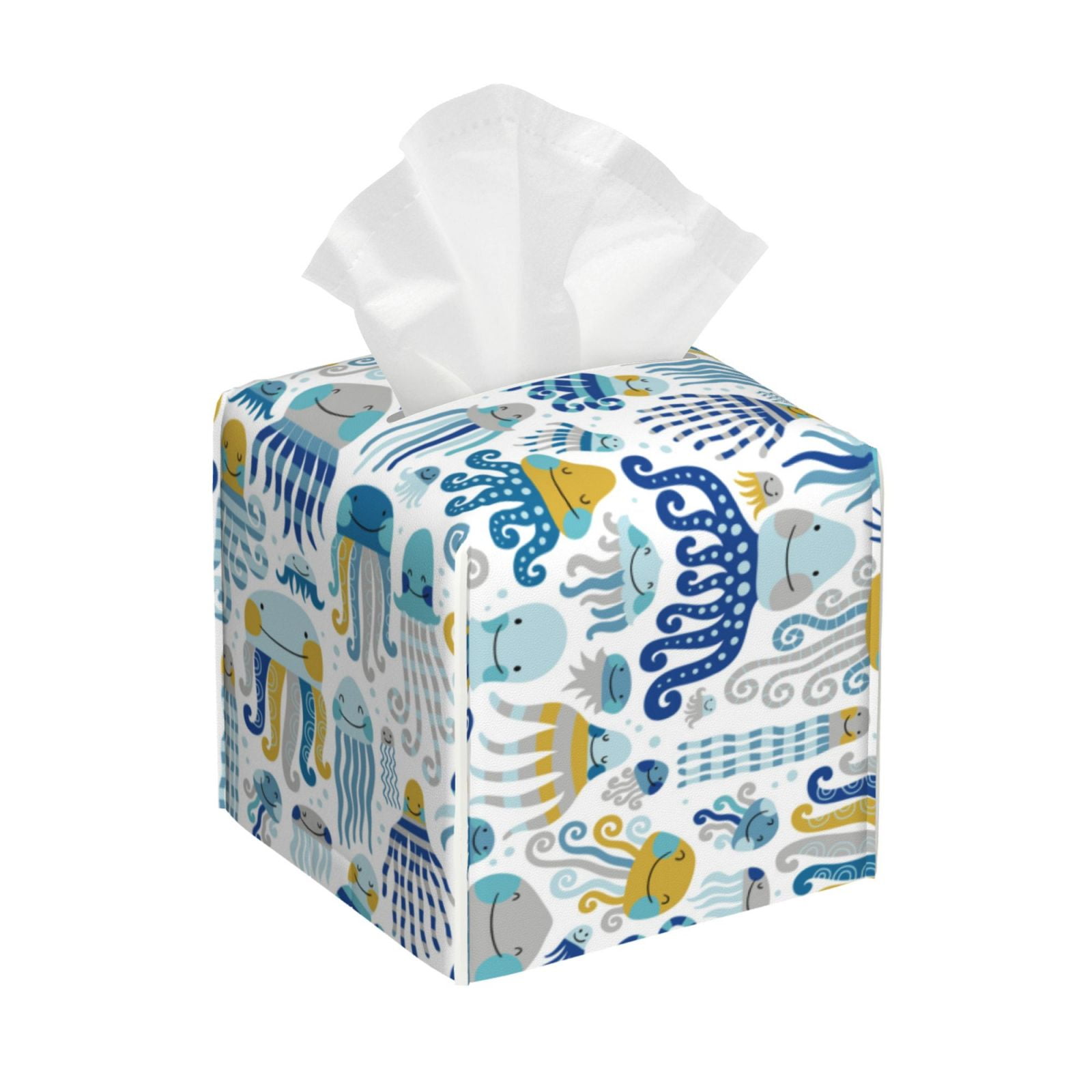 Susaid cartoon octopus Print PU Leather Tissue Box Cover, Square ...