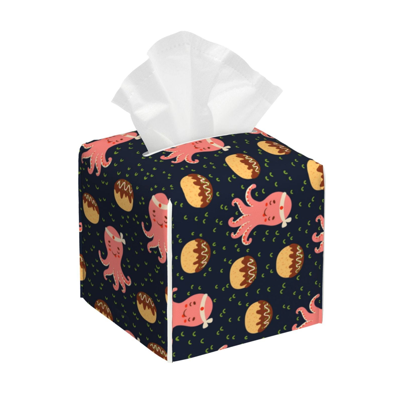 Susaid cartoon octopus Print PU Leather Tissue Box Cover, Square ...