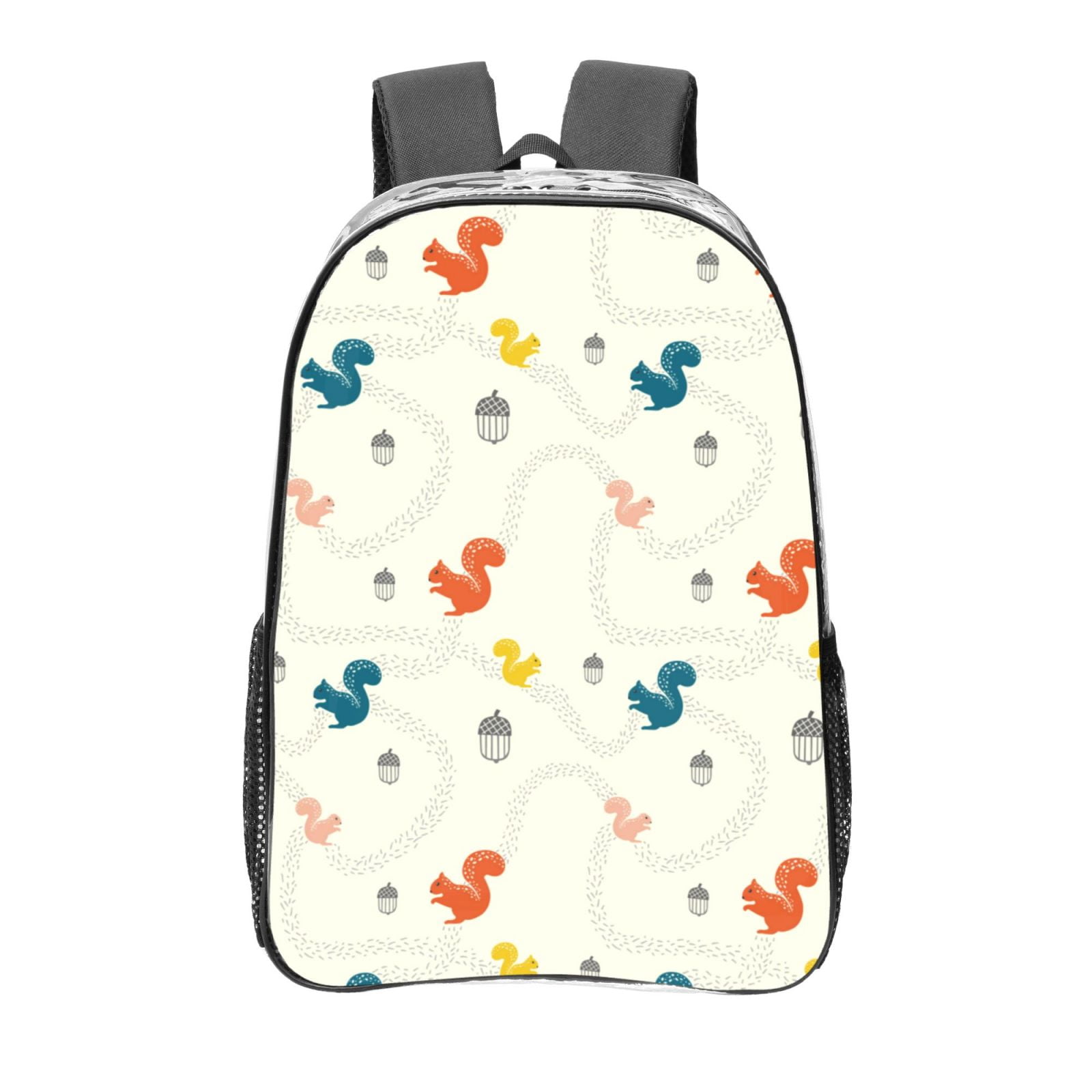 Susaid colorful Squirrel Nuts Print Clear Backpack See Through ...