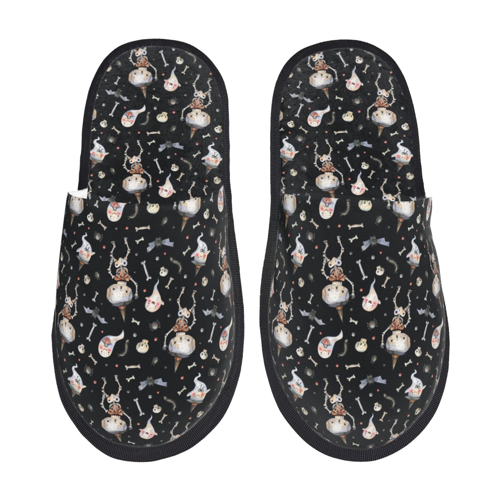 Susaid cute Skull bone Print Fuzzy Slippers for Women and Men, Warm ...