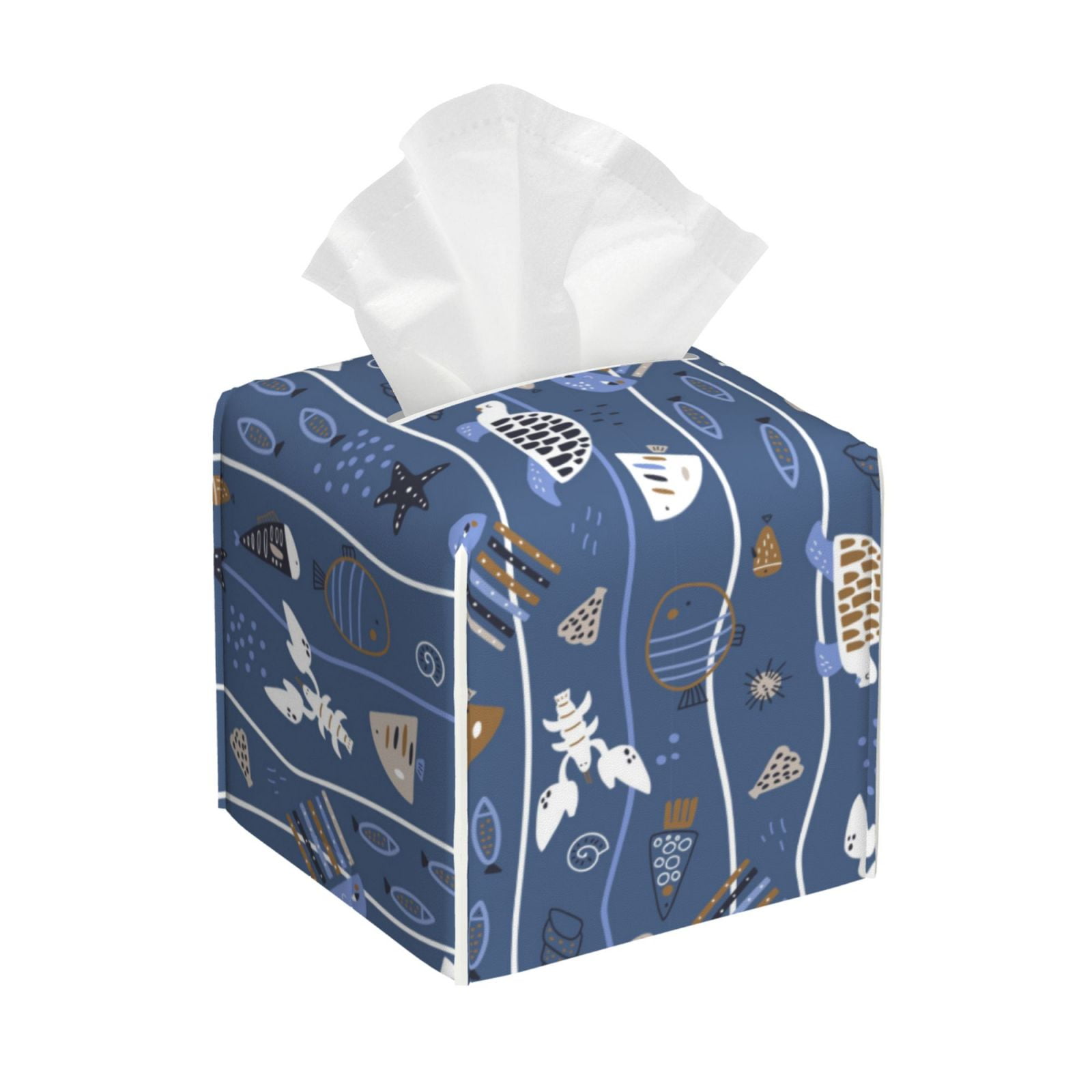 Susaid cute fish octopus Print PU Leather Tissue Box Cover, Square ...
