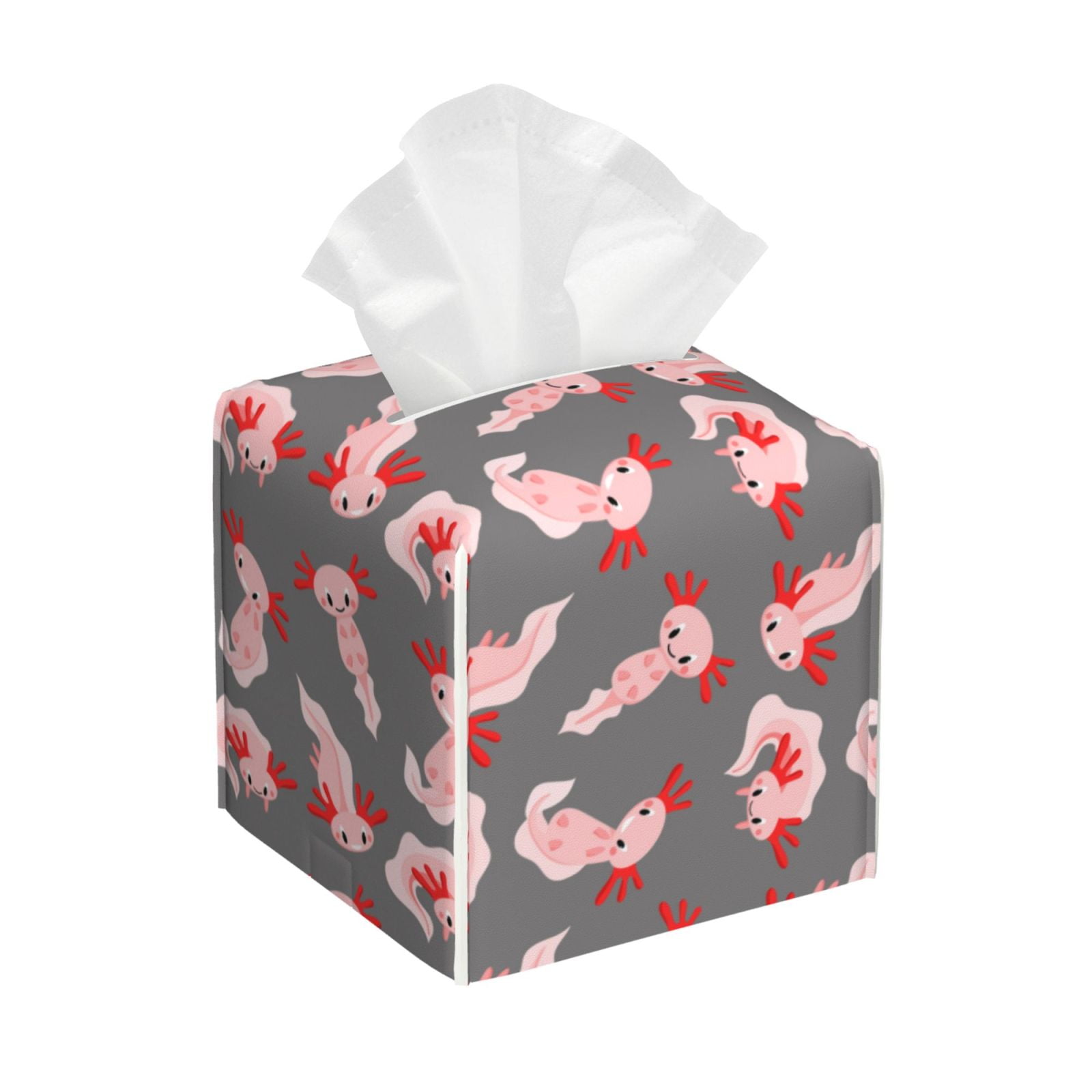 Susaid cute pink axolotl Print PU Leather Tissue Box Cover, Square ...
