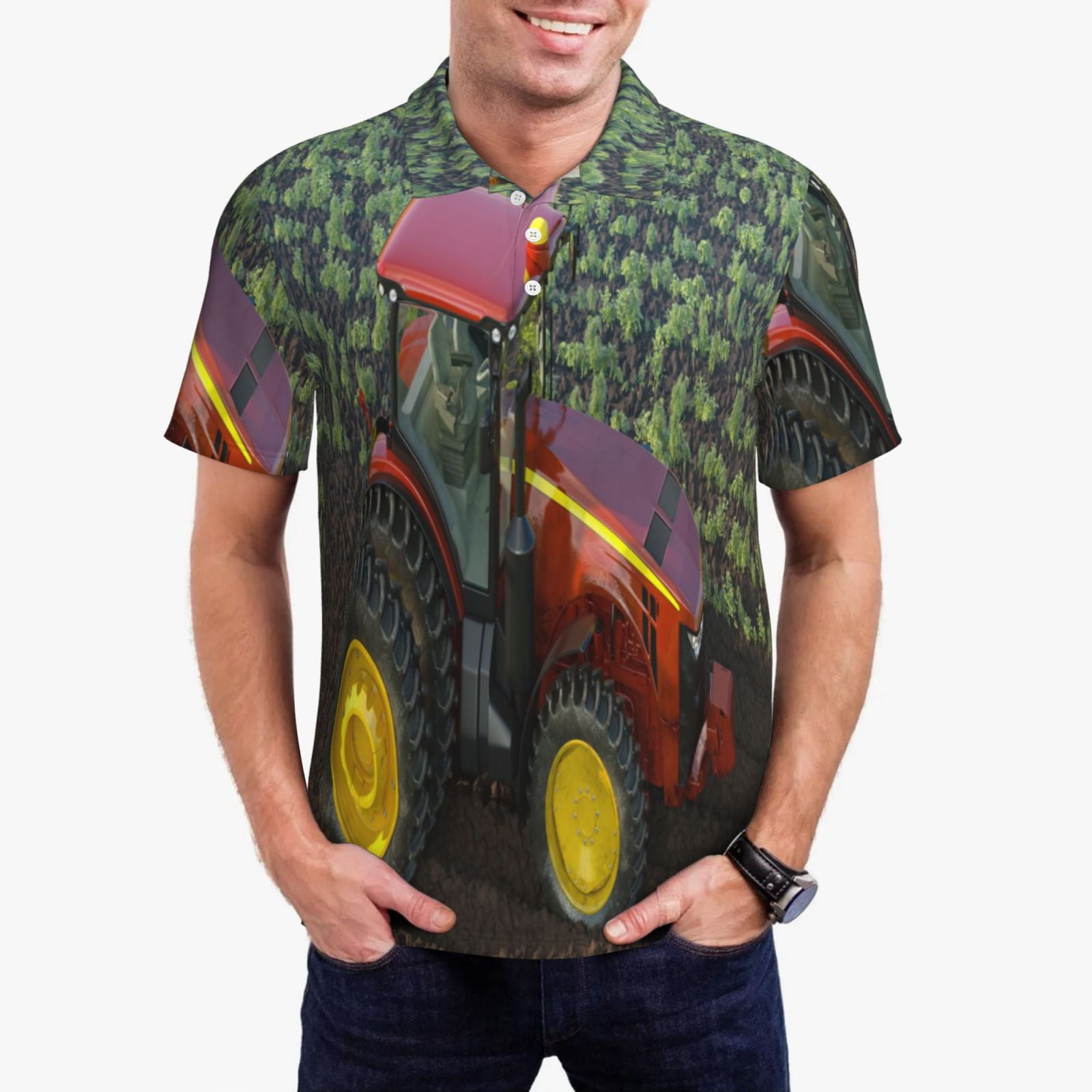 Susaid farm tractor Print Men's Short Sleeve Polo Shirt, Golf Shirts ...