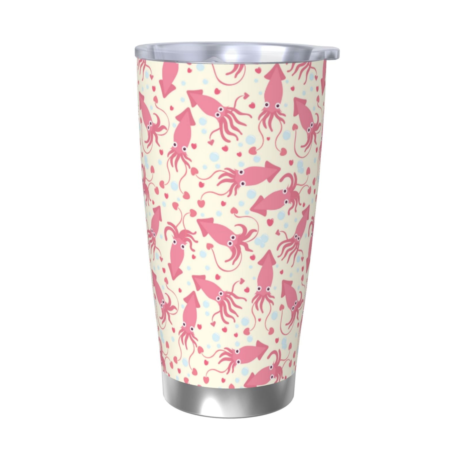 Susaid pink Octopus Print 20oz Car Cup,Insulated Coffee Cup Fully Spill ...