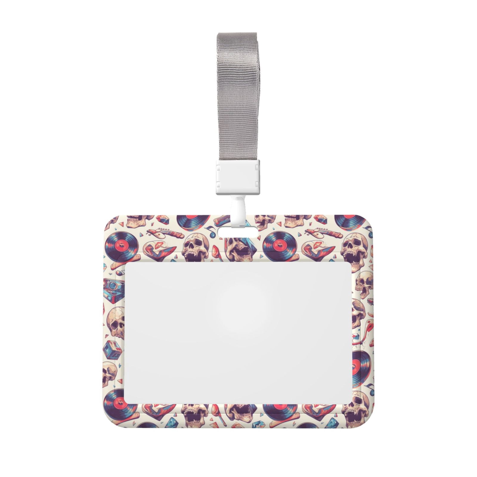 Susaid rock Skull record Retro Print ID Badge Holder with Double-Sided ...